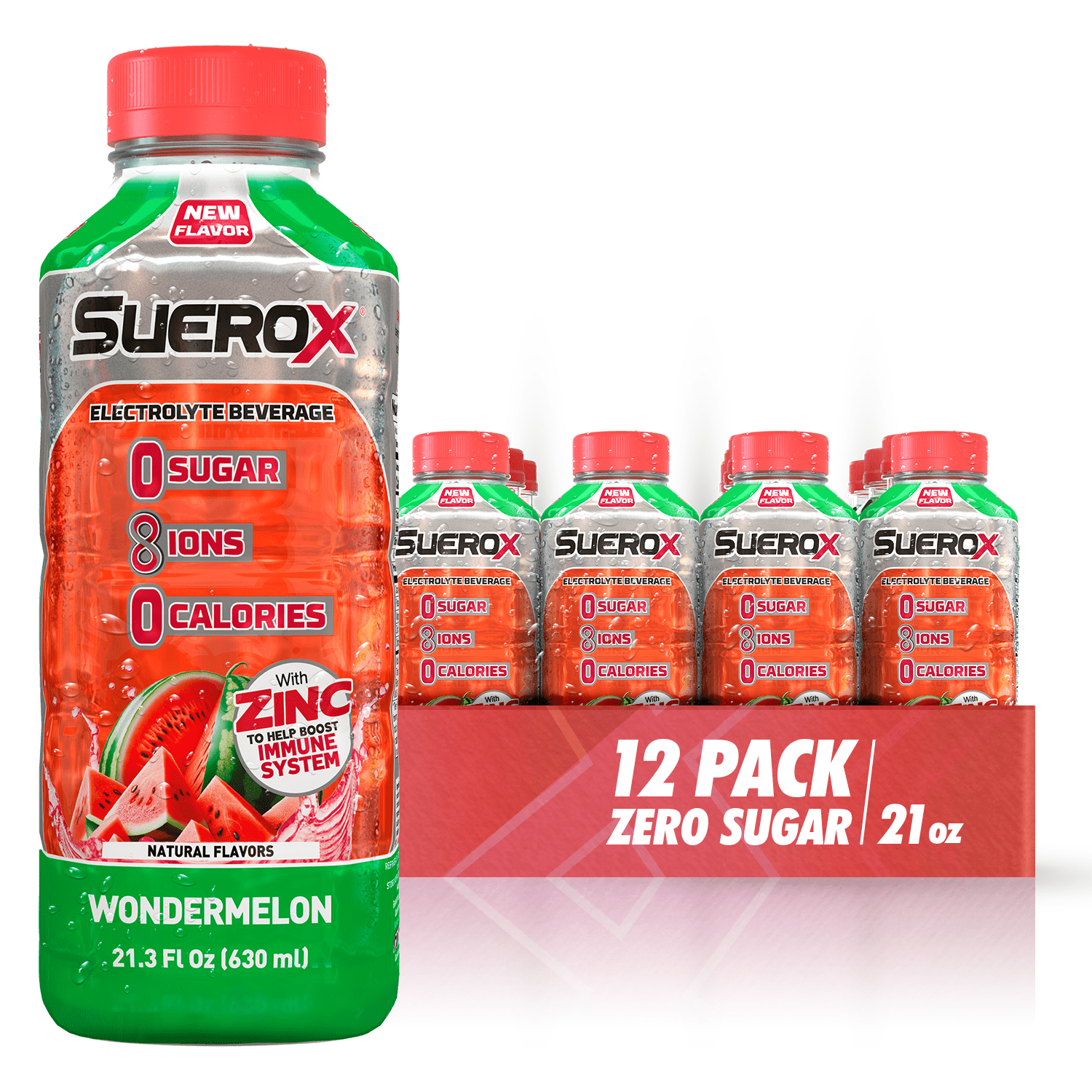 SueroX Sugar-Free Electrolyte Drink, Hydration & Recovery, Wondermelon Flavor, 21.3 Fl Oz, 12 Ct ...