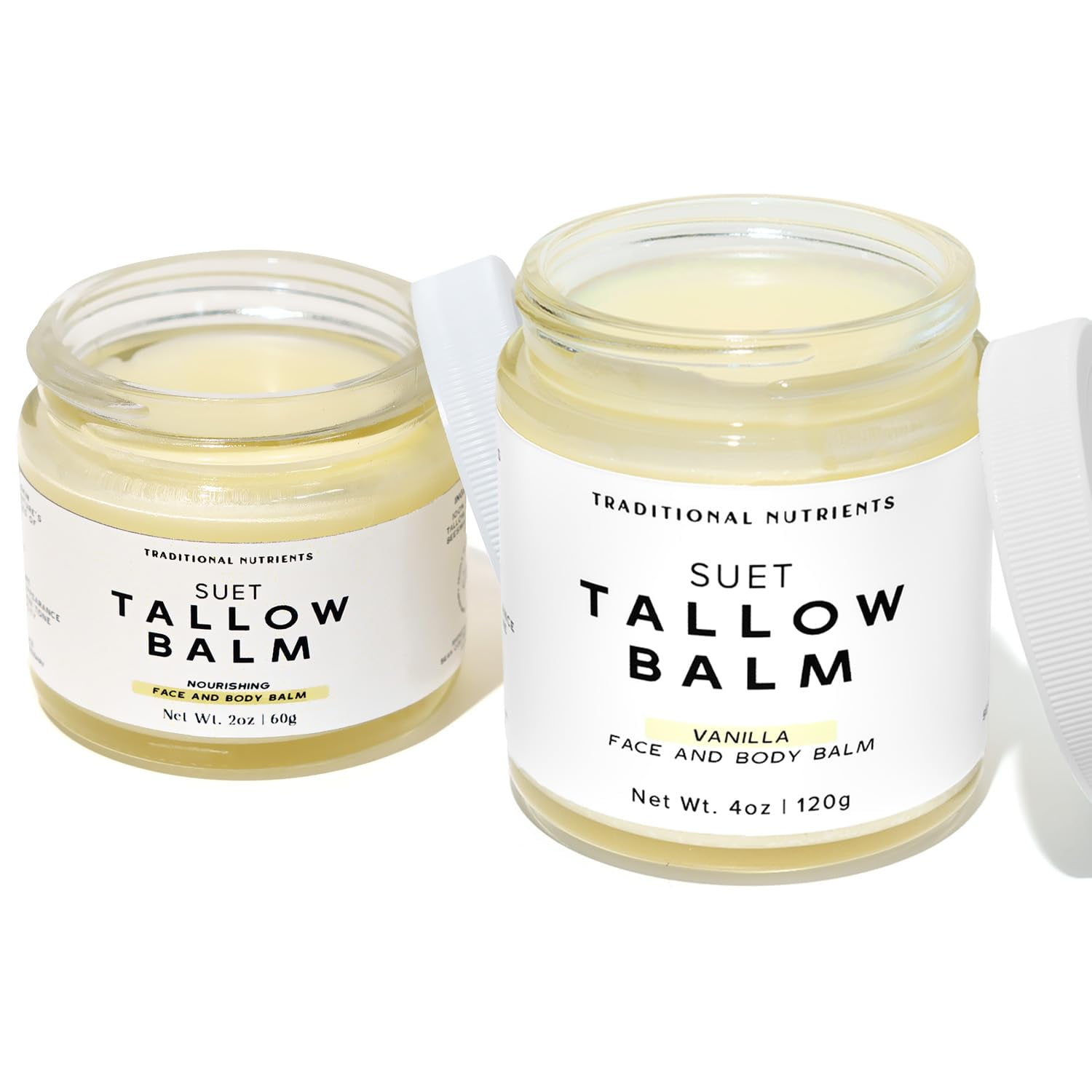 Suet Beef Tallow + Raw Honey Balm 4oz + 2oz Travel Friendly Gift Set ...