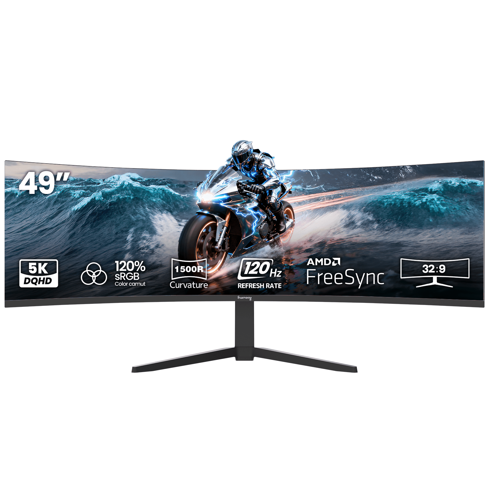 Suevery 49" Ultra-Wide Curved Monitor, DQHD(5120×1440), 120Hz Computer ...
