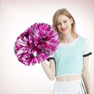 Chass√© Metallic Cheerleading Poms - Baton Handle, Red, for ...