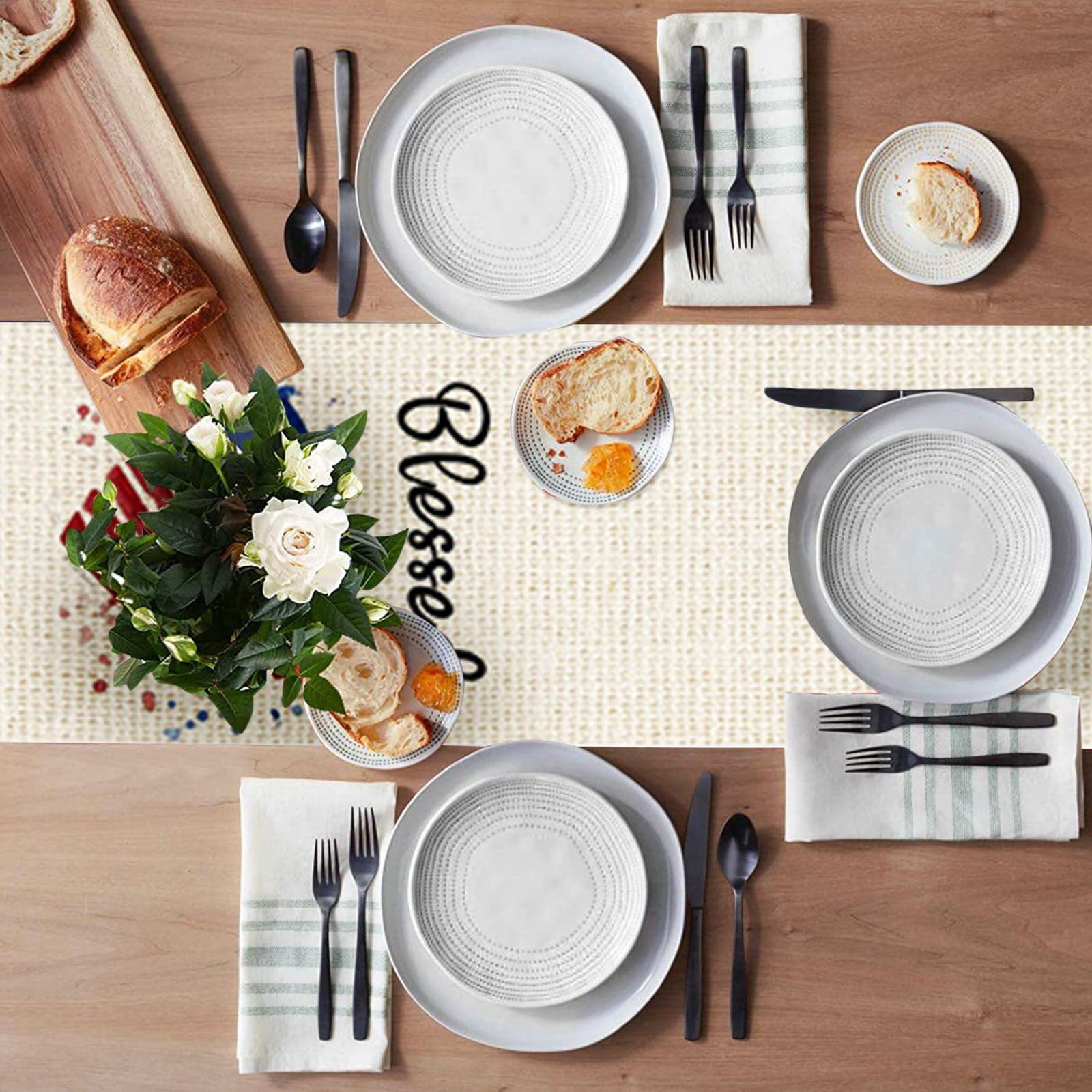 Sueyeuwdi Table Runner Desk Mat Colorful Independence Day Table Flag ...