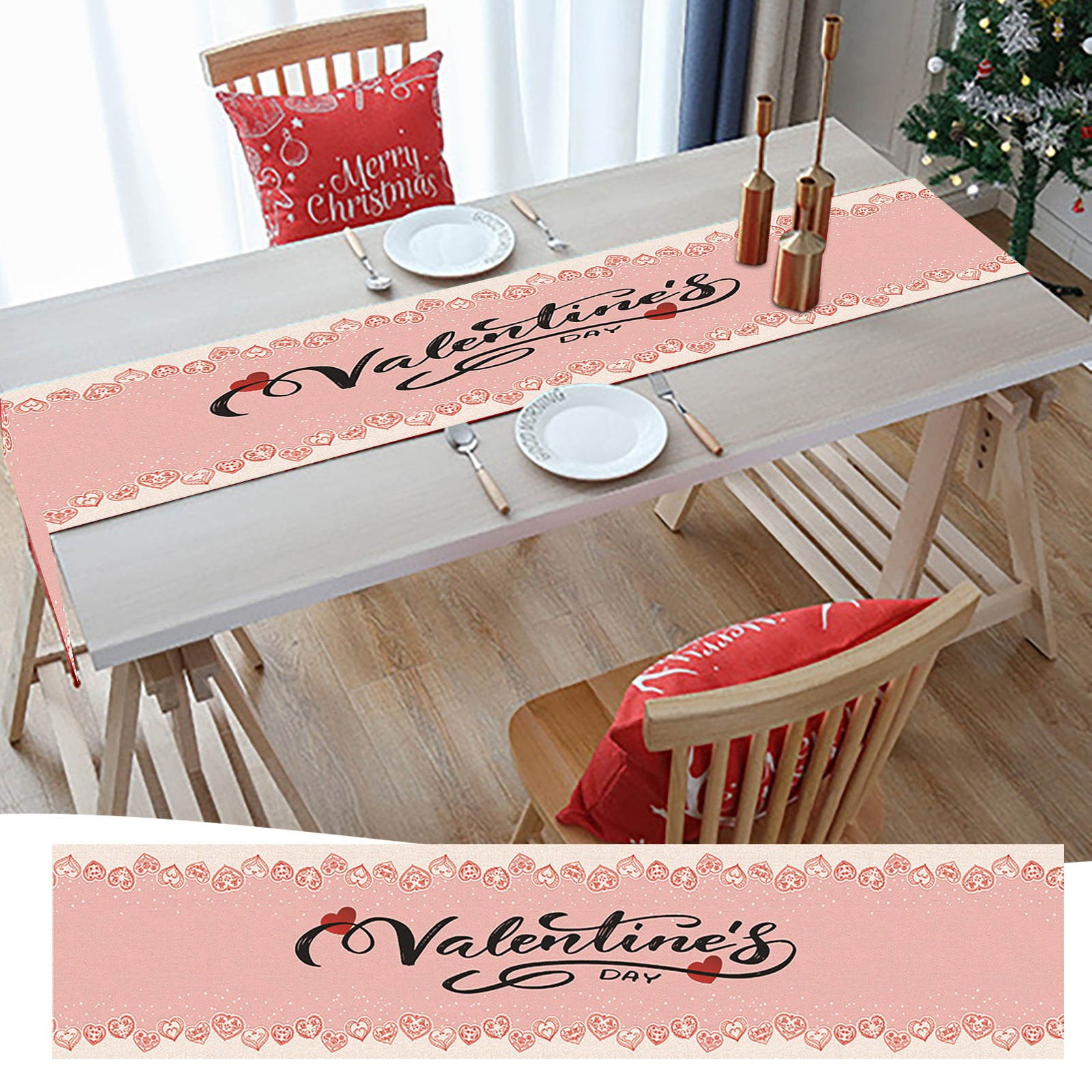 Sueyeuwdi Table Runner Desk Mat Valentine'S Day Table Flag Home ...