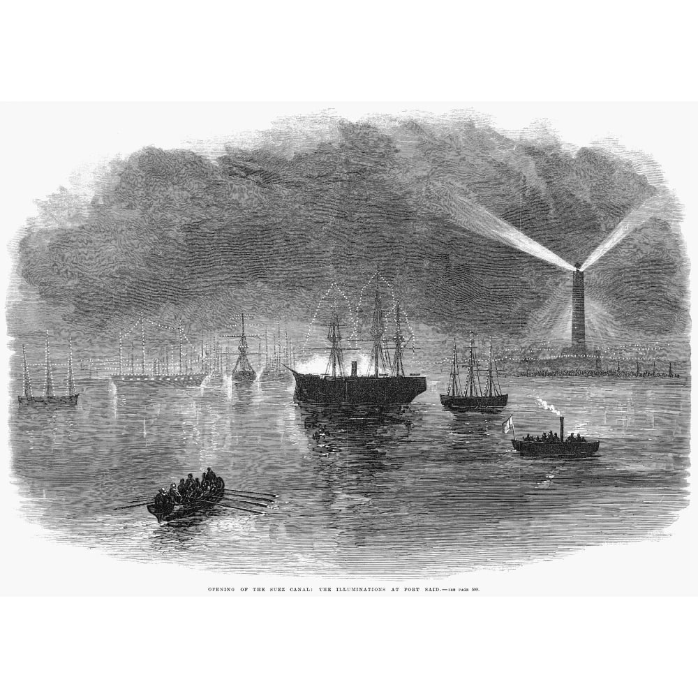 Suez Canal Opening 1869. Nthe Illumination At Port Said For The Opening ...