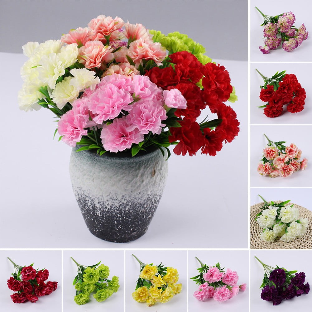 Sufanic 11Head Carnation Artificial Flowers Plastic Fake Plants Home ...