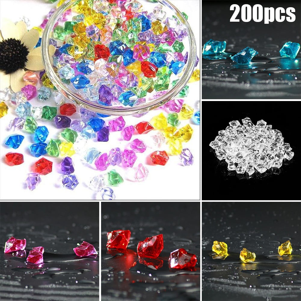 Sufanic 200Pcs Multicolored Fake Crushed Ice Rock Plastic Gems Jewels ...