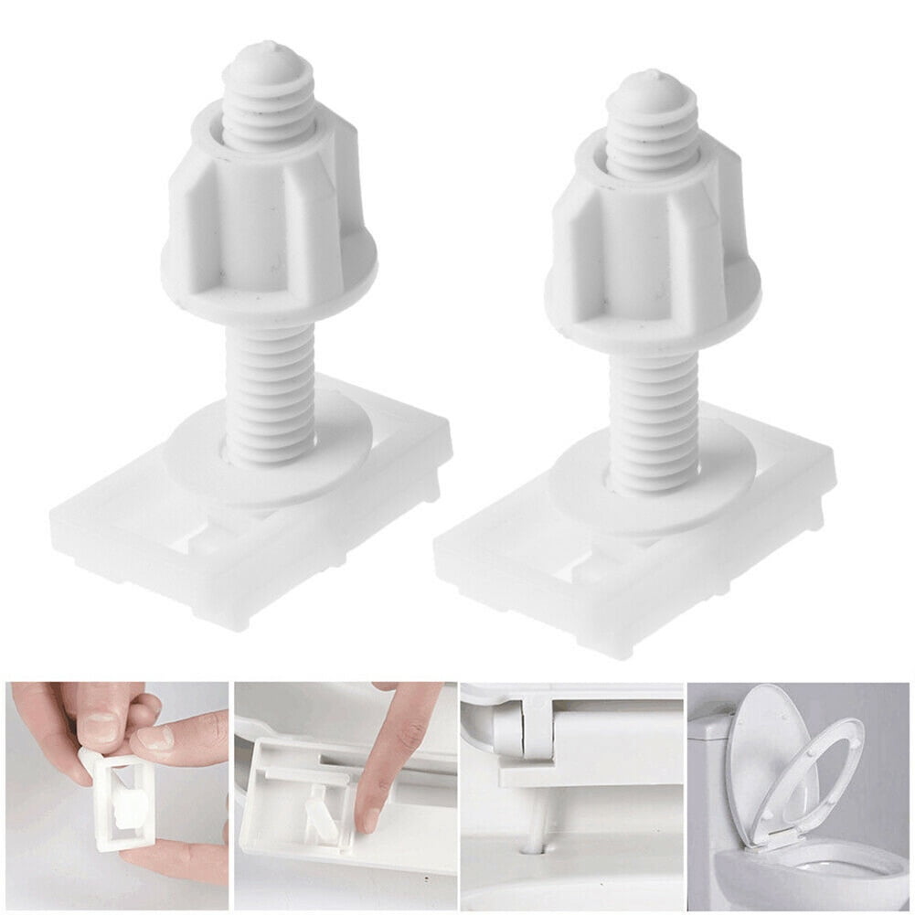 Sufanic 2Pcs Toilet Seat White Hinges Full Set Bolts Screws Bathroom ...