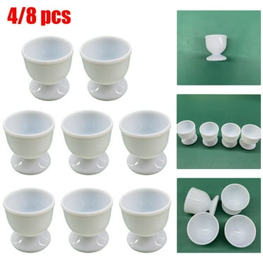 4pc White Porcelain Soft Hard Boiled Egg Cup Holder Stand Set Formal ...