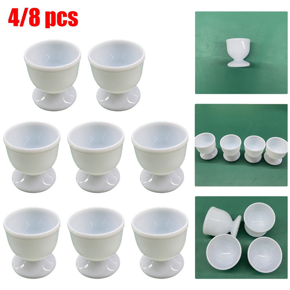 Sufanic 4Pcs Egg Cups, Porcelain White Egg Stand Holders for Soft Hard ...