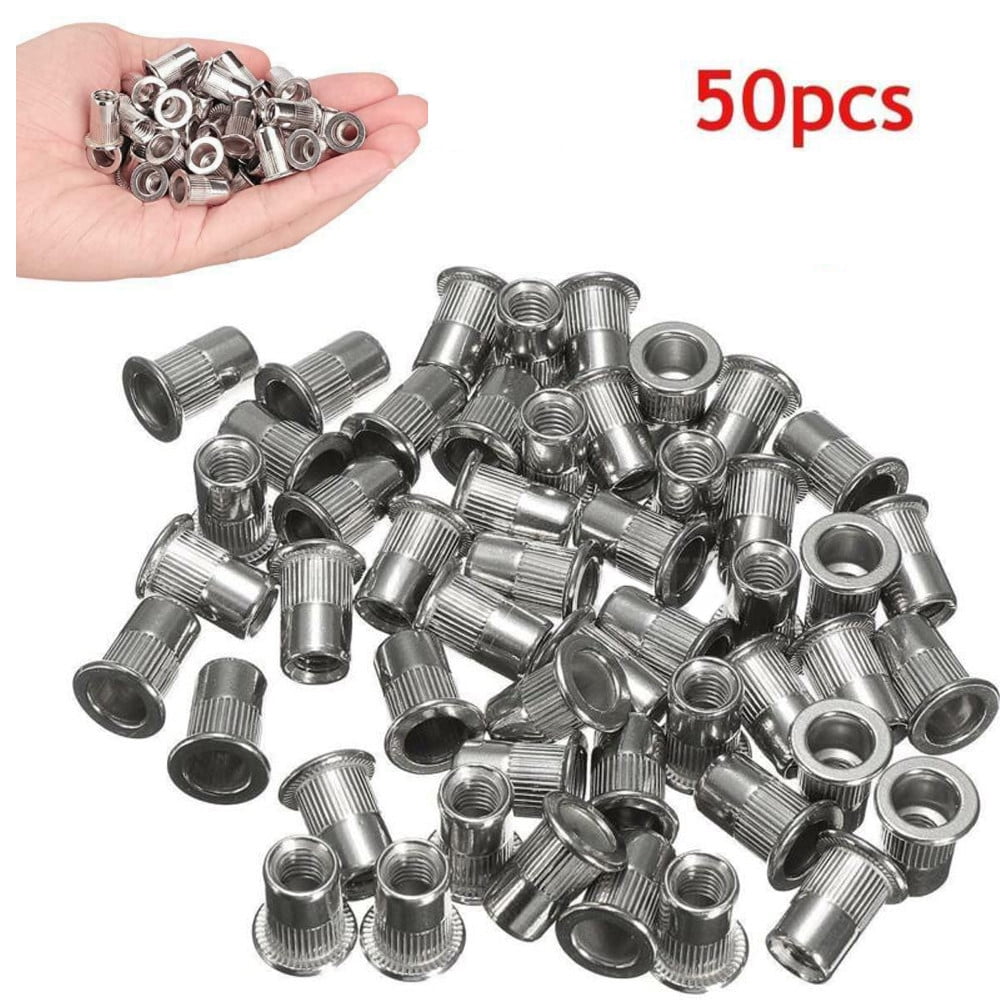 Sufanic 50Pcs M6 Thread 304 Stainless Steel Flat Head Rivet Nut Rivnut Insert Nutsert - Walmart.com