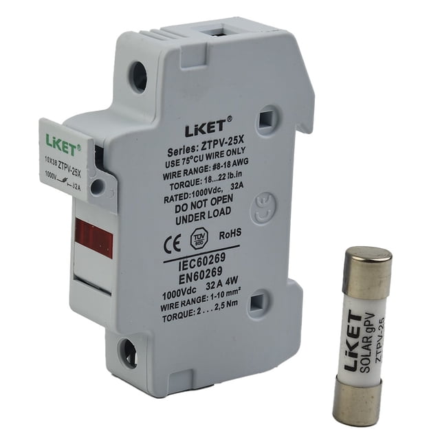Sufanic Solar PV Fuse 1000V DC Fusible 10x38mm gPV LED Fuse Holder for ...