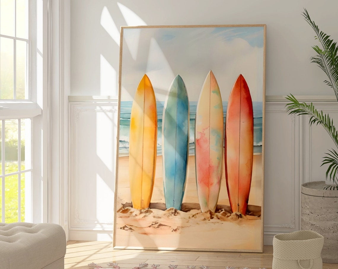 Sufboard Coastal Wall Art, Minimalist Beach Wall Art, Trendy Ocean ...