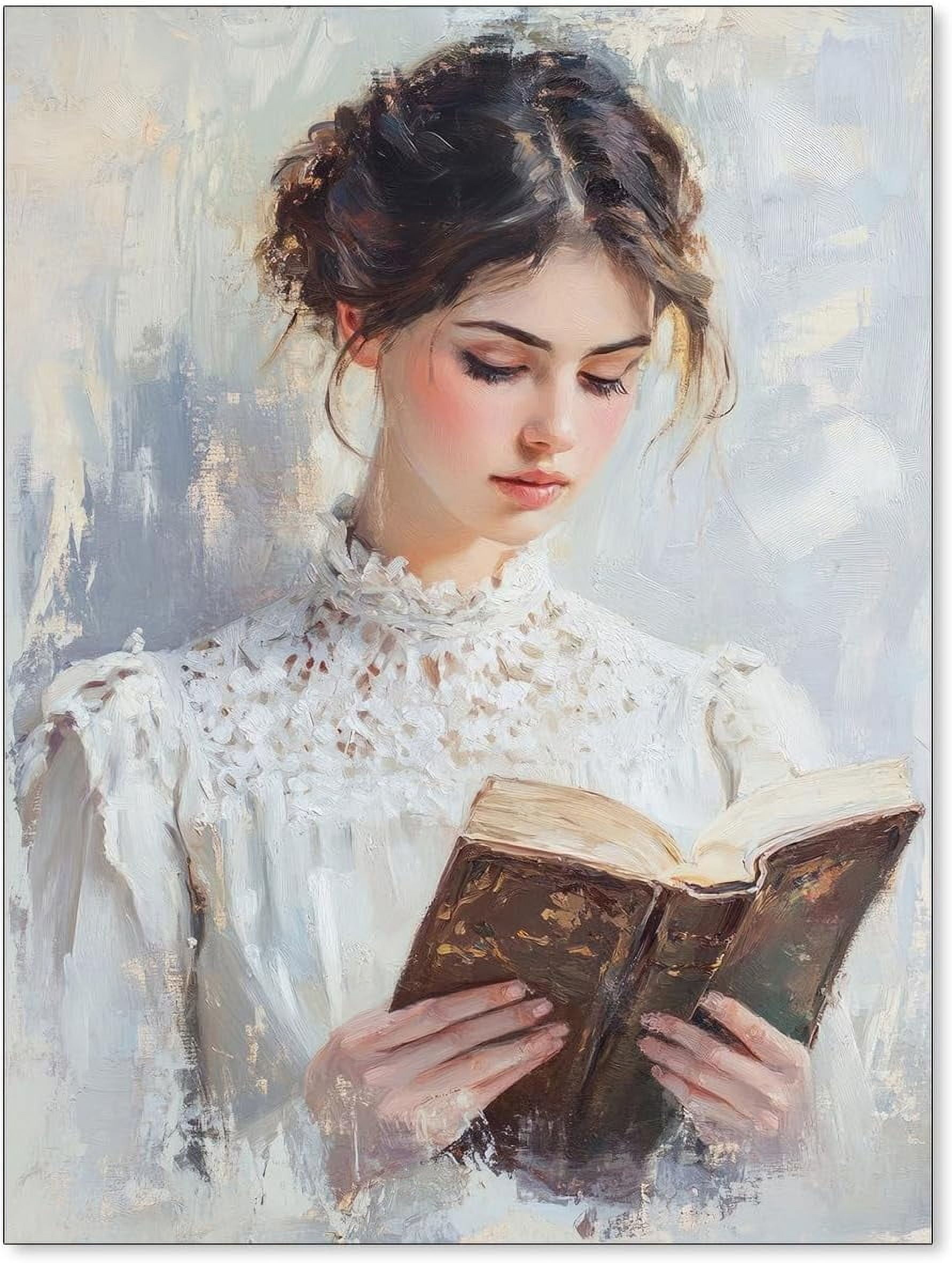 Sufeasdf Vintage Women Reading Book Painting Picture Victorian Bookish ...