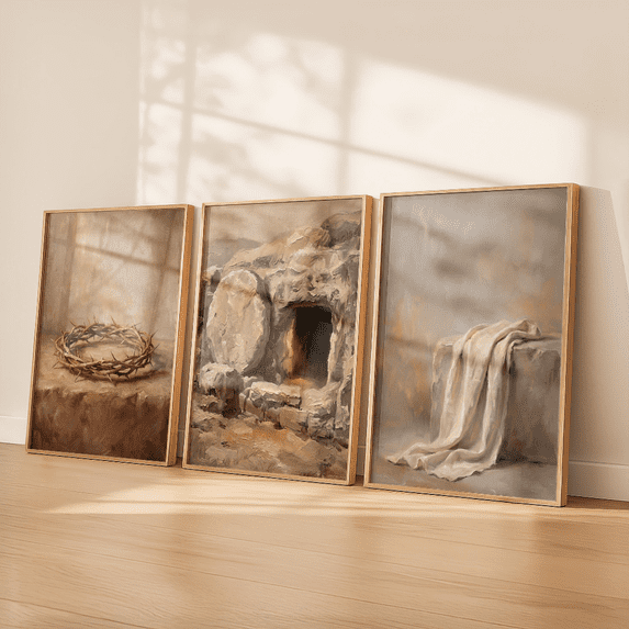 Suffering To Resurrection Easter Christian Poster Set 3 Prints Set 3 ...