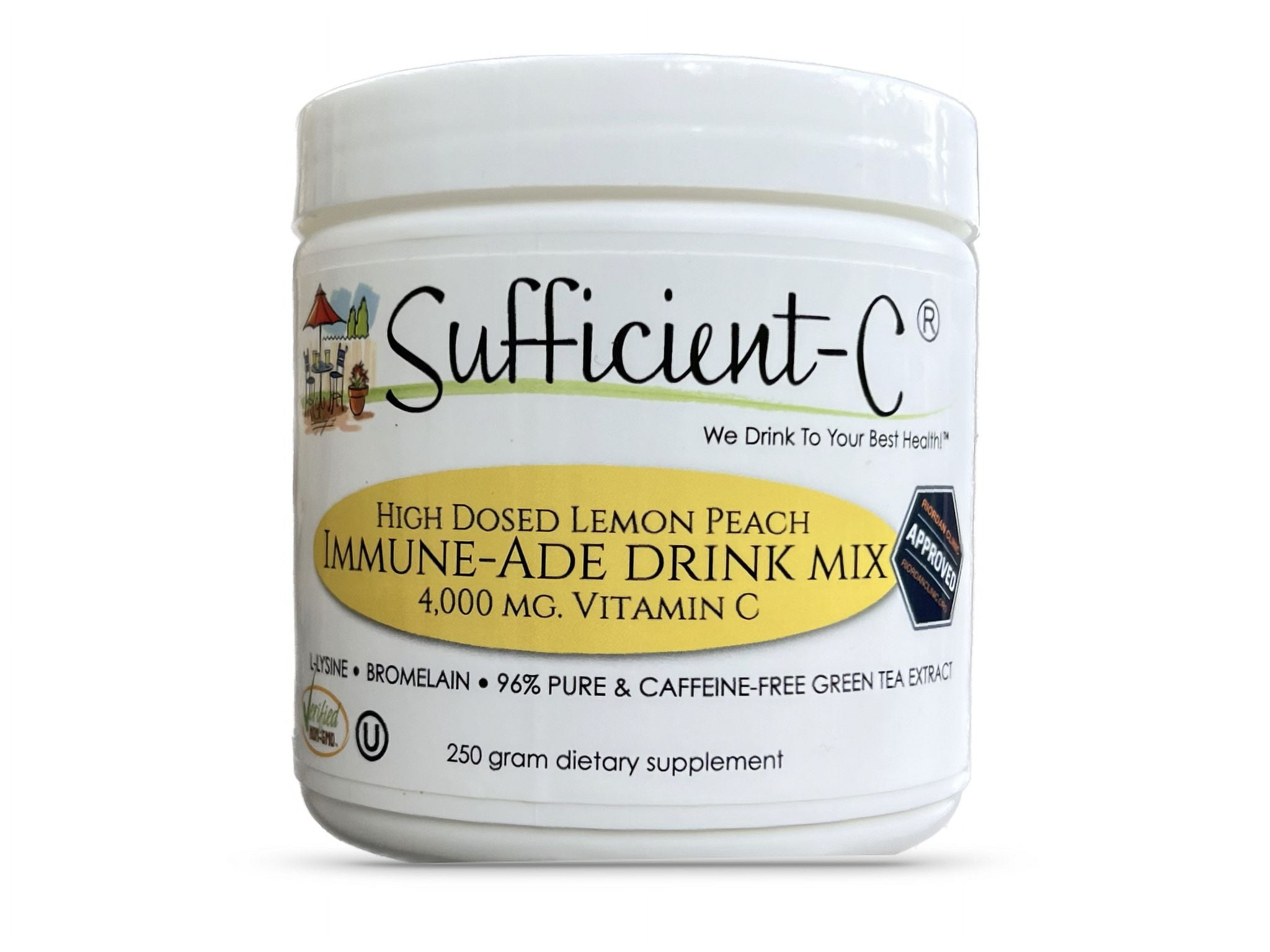 Sufficient-C High-Dosed Vitamin C Lemon-Peach Immune-Ade Drink Mix ...