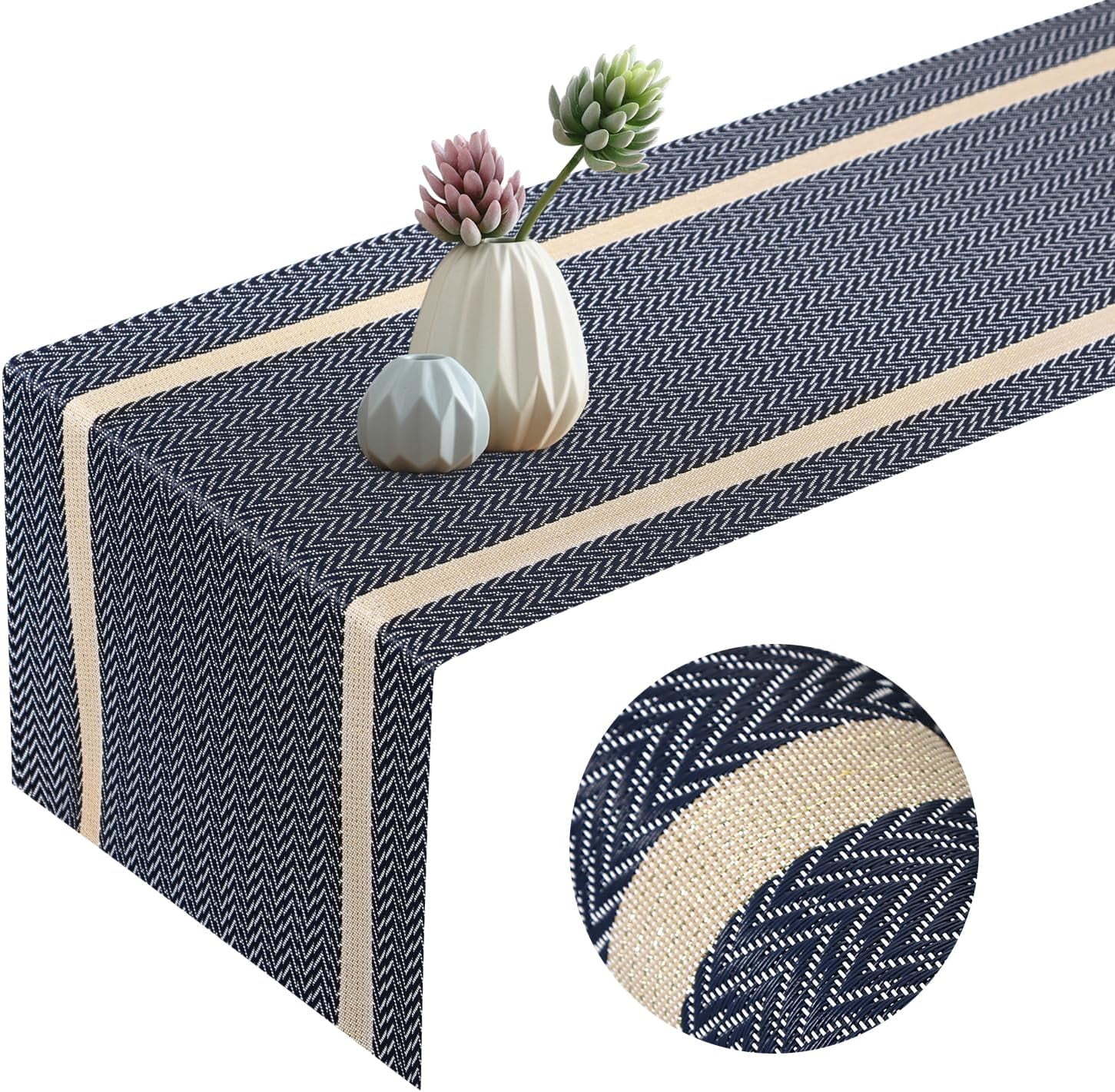 Suffocation table runner blue heat-resistant table runner with gold ...