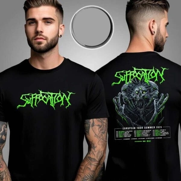 Suffocationnnn European Tour Summer 2025 Schedule Two Sided Unisex T ...