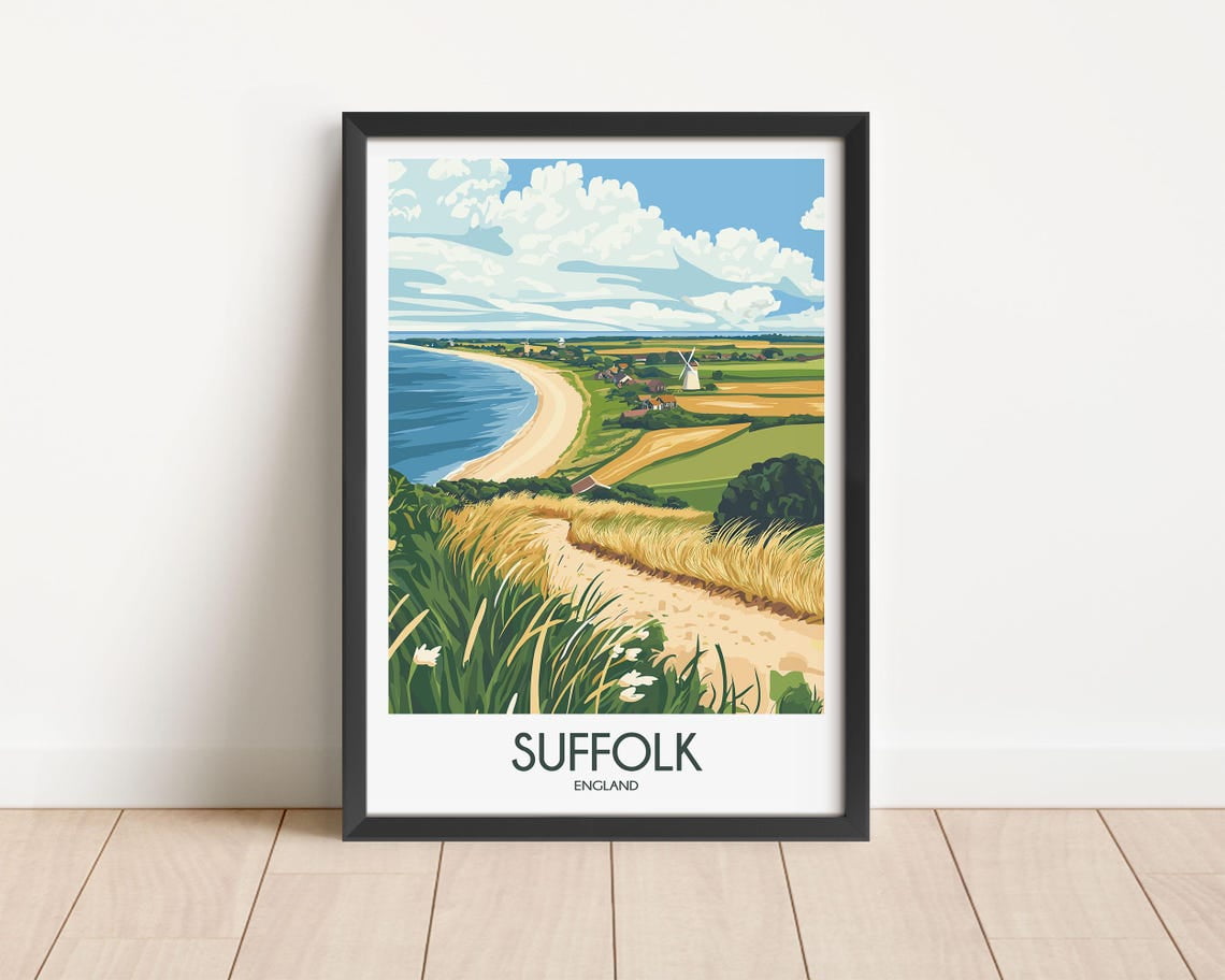 Suffolk England Poster Vintage Style Scenic Wall Art Print, Unframed ...