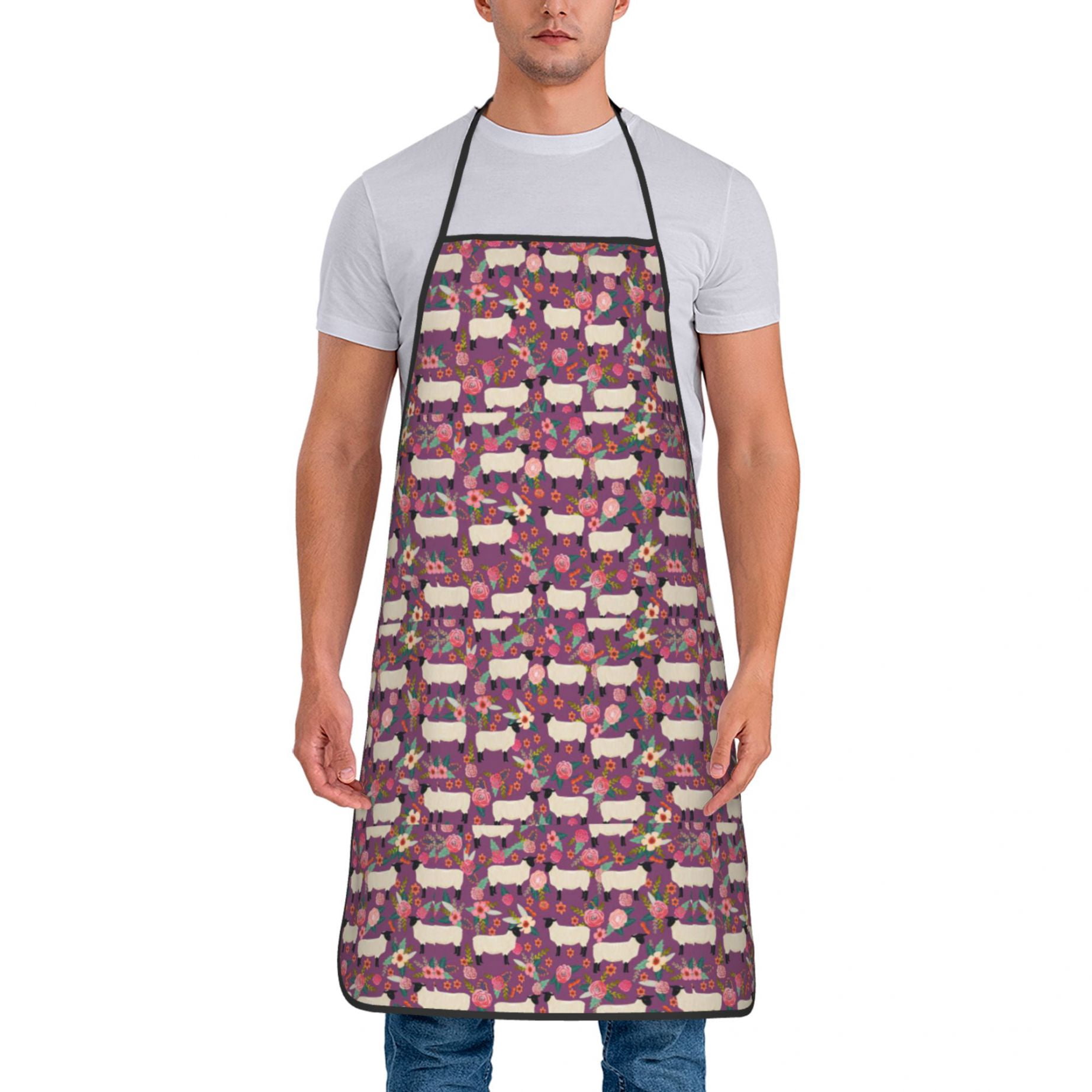 Suffolk Sheep Floral Sheep Farm Design Amethyst Aprons for Women Men ...