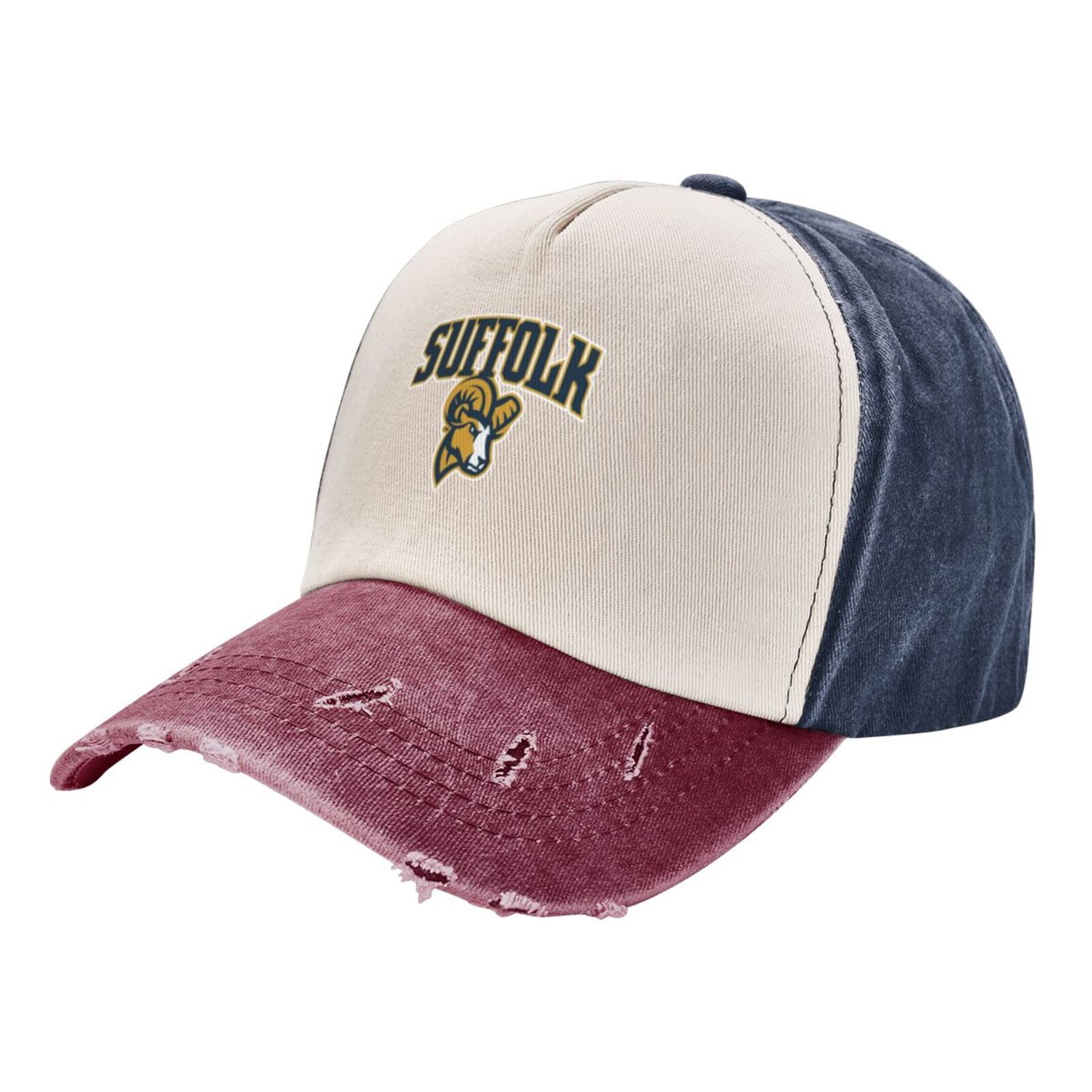 Suffolk University Logo Cowboy Collision Color Washed Baseball Cap For ...