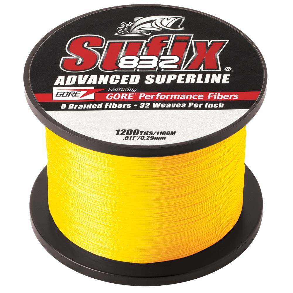 Sufix 832 Braid 65lb Line, Hi-Vis Yellow, 1200 Yds - Walmart.com
