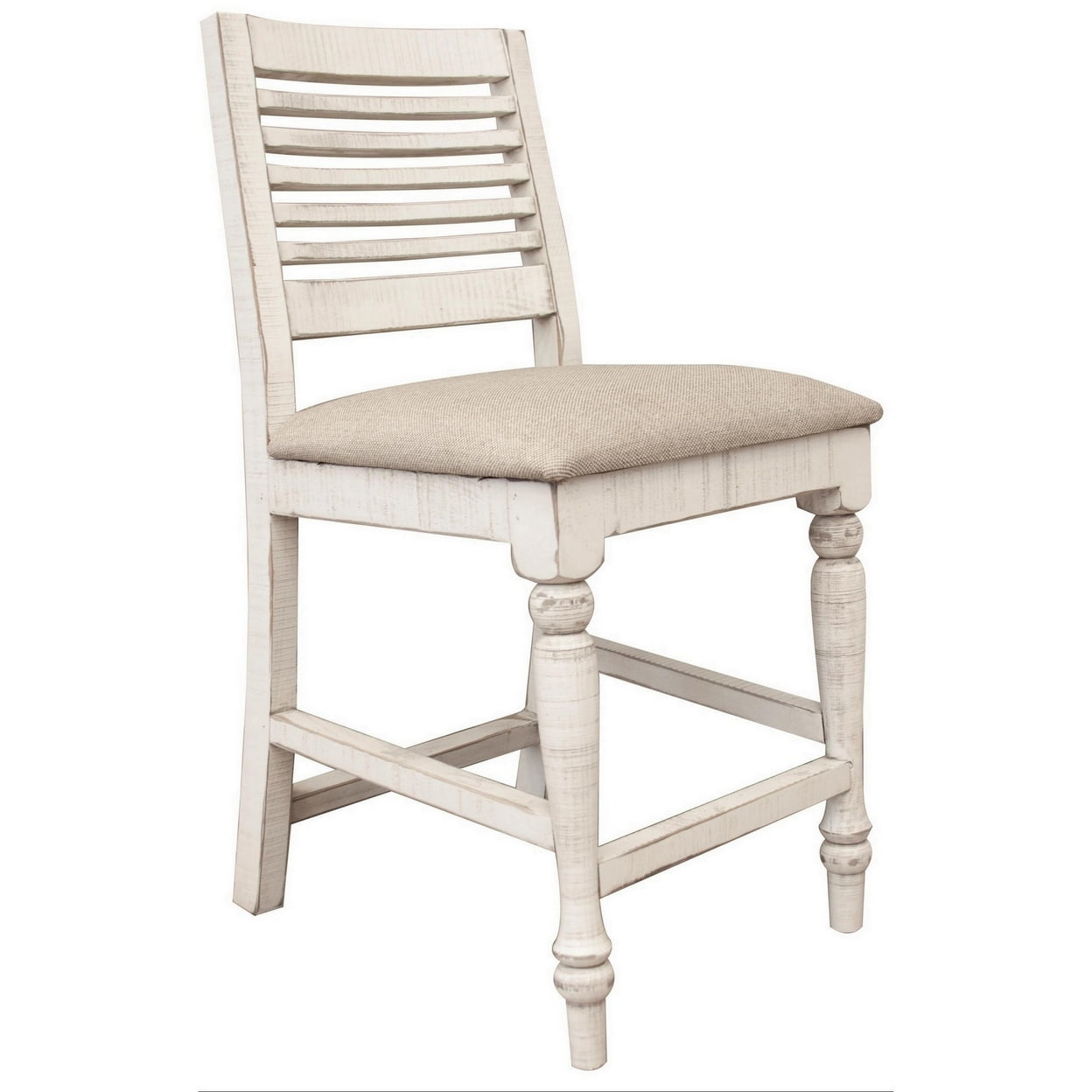 Suga 24 Inch Counter Height Chair, Set of 2, Turned Legs, Ivory Pine ...