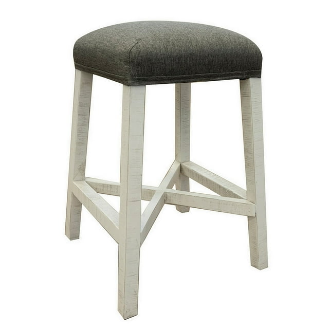 Suga 24 Inch Counter Height Stool with Fabric Seat Solid Pine Wood ...