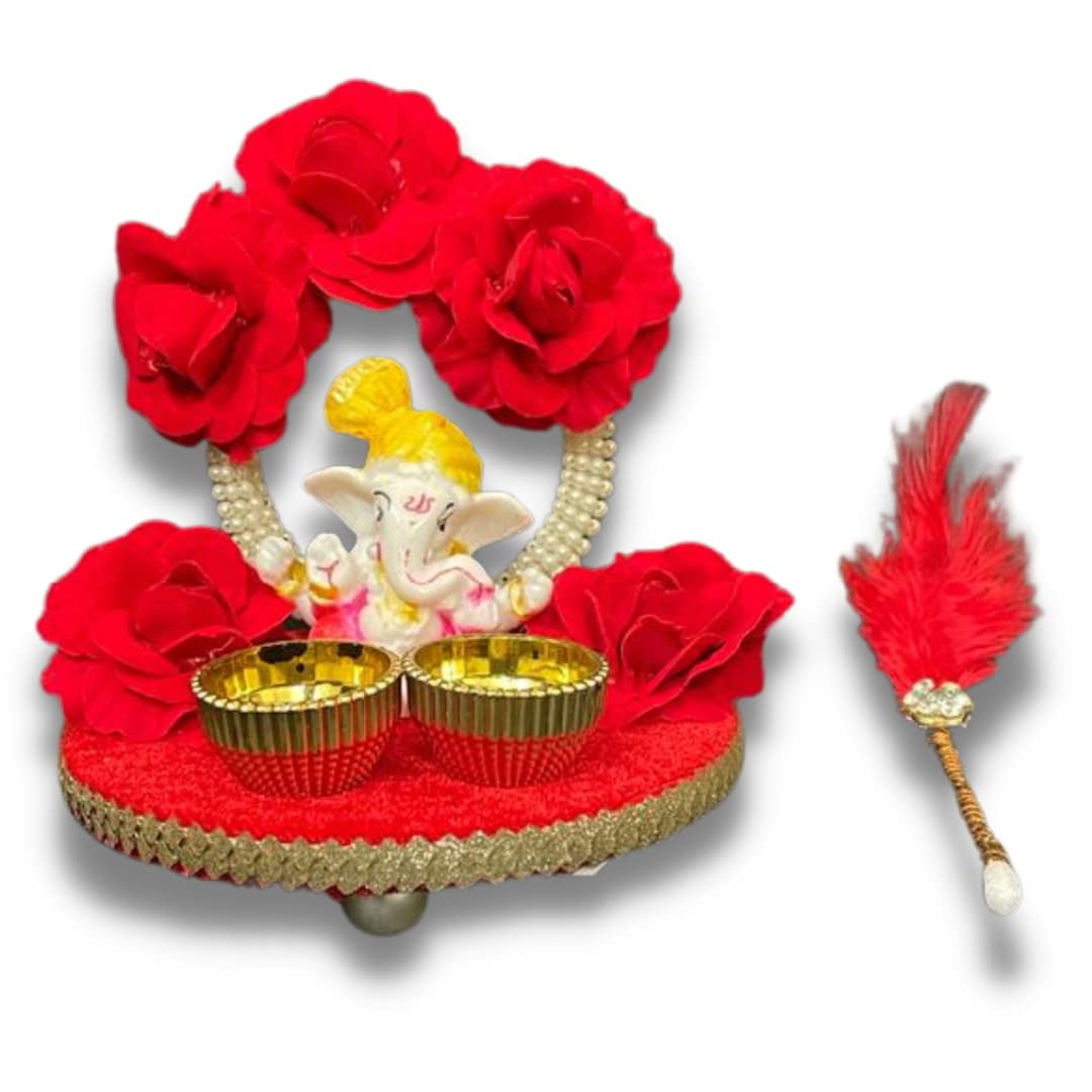 Sugam Creations Attractive Ethnic Ganpati Haldi Kumkum Stand with 2 ...