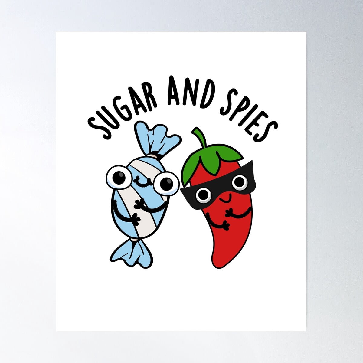 Sugar And Spies Funny Food Puns Poster Wall Art, Modern Wall Decor For ...