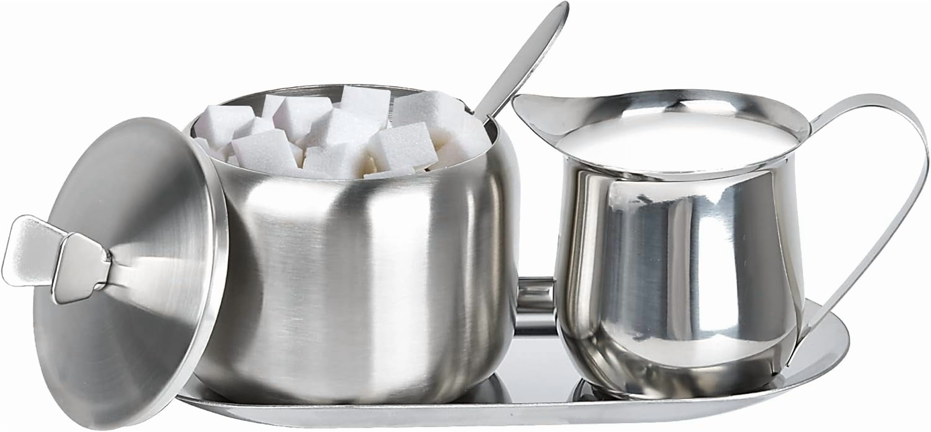 Sugar and Creamer Set, Coffee Serving Set, Stainless Steel Latte Milk ...