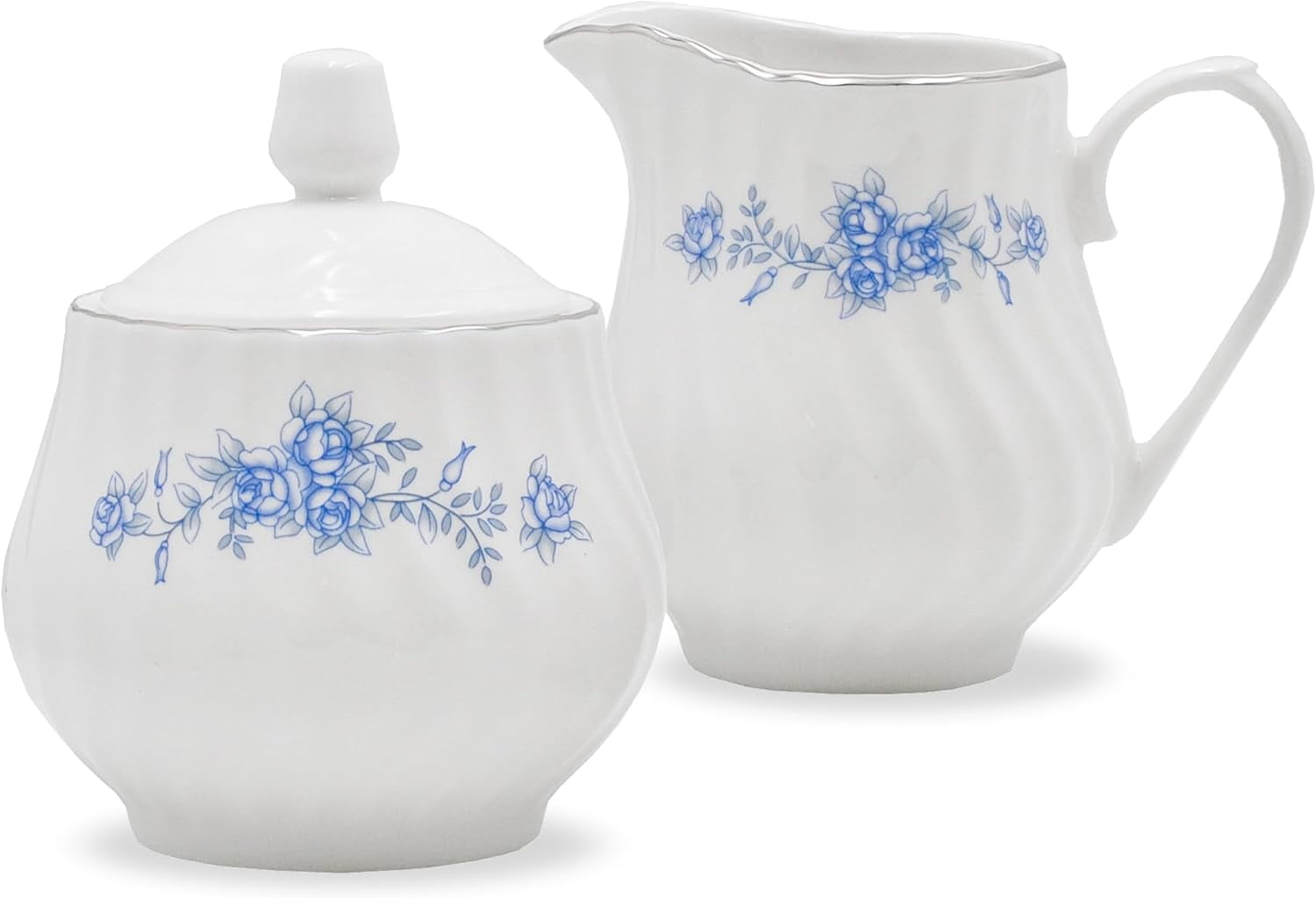 Sugar and Creamer Set - Porcelain Sugar and Creamer Floral Vintage Tea ...