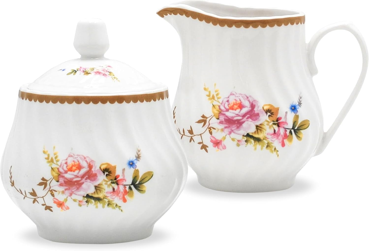 Sugar and Creamer Set - Porcelain Sugar and Creamer Floral Vintage Tea ...