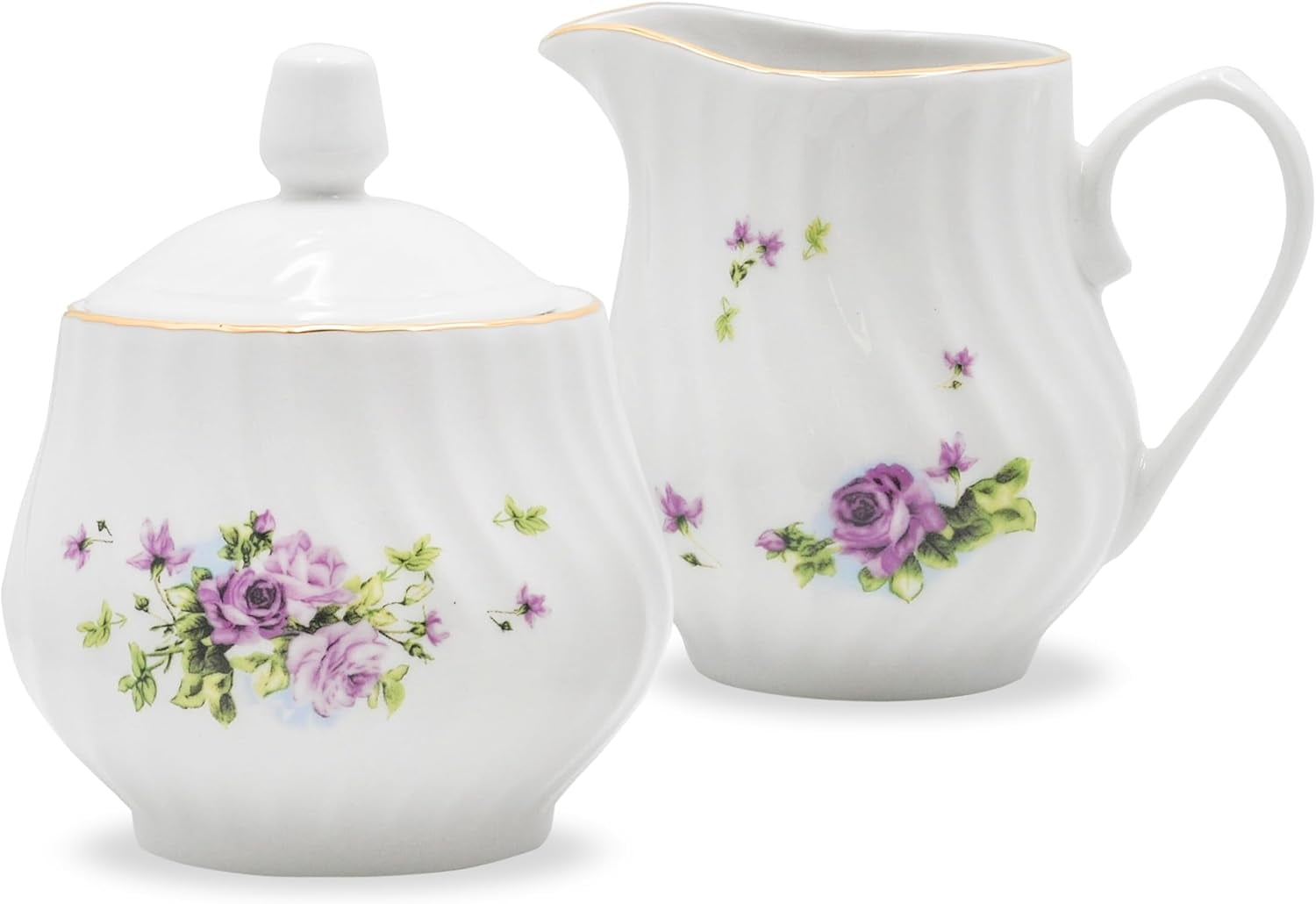 Sugar and Creamer Set - Porcelain Sugar and Creamer Floral Vintage Tea ...
