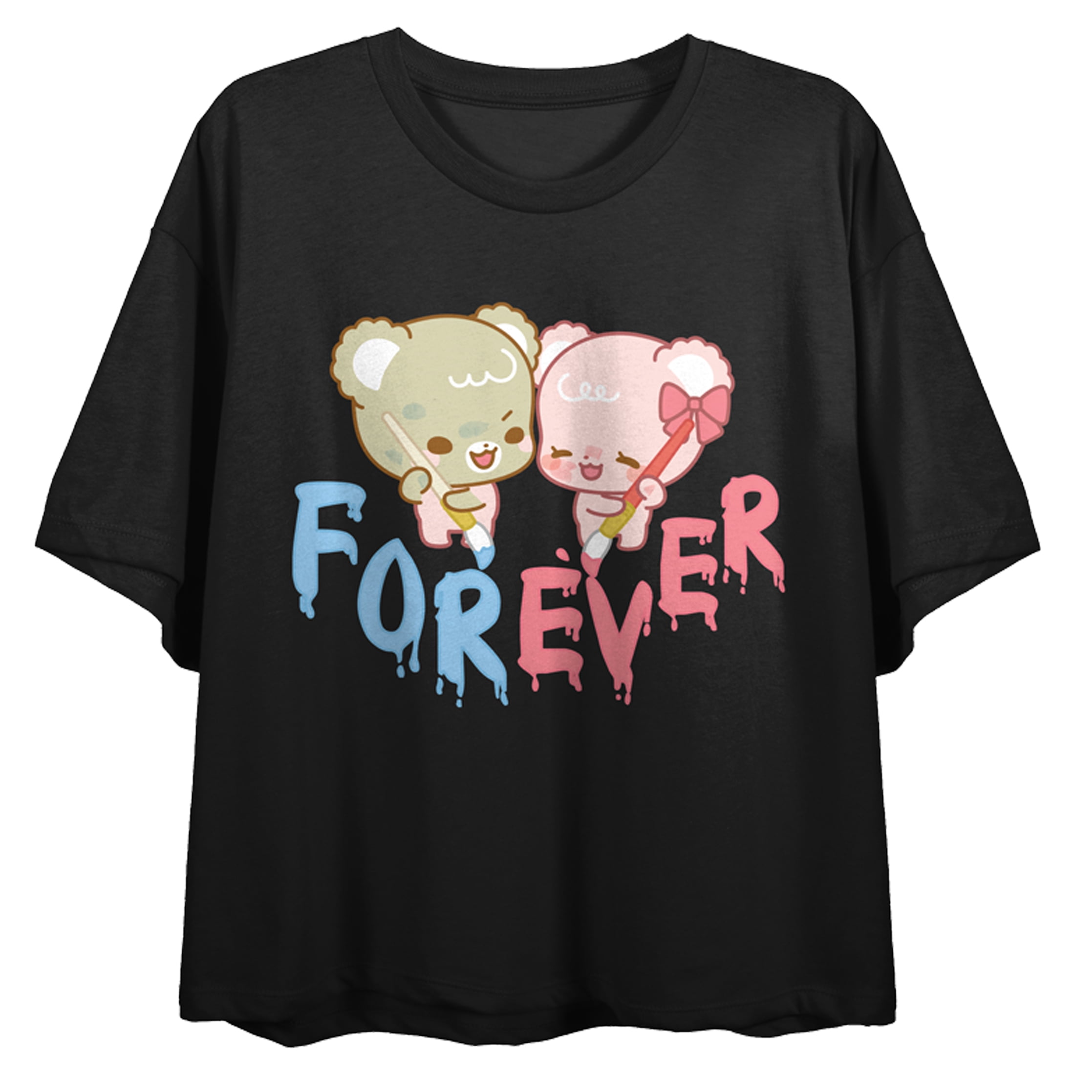 Sugar Cubs Forever Crew Neck Short Sleeve Women's Black Crop Top-Medium ...