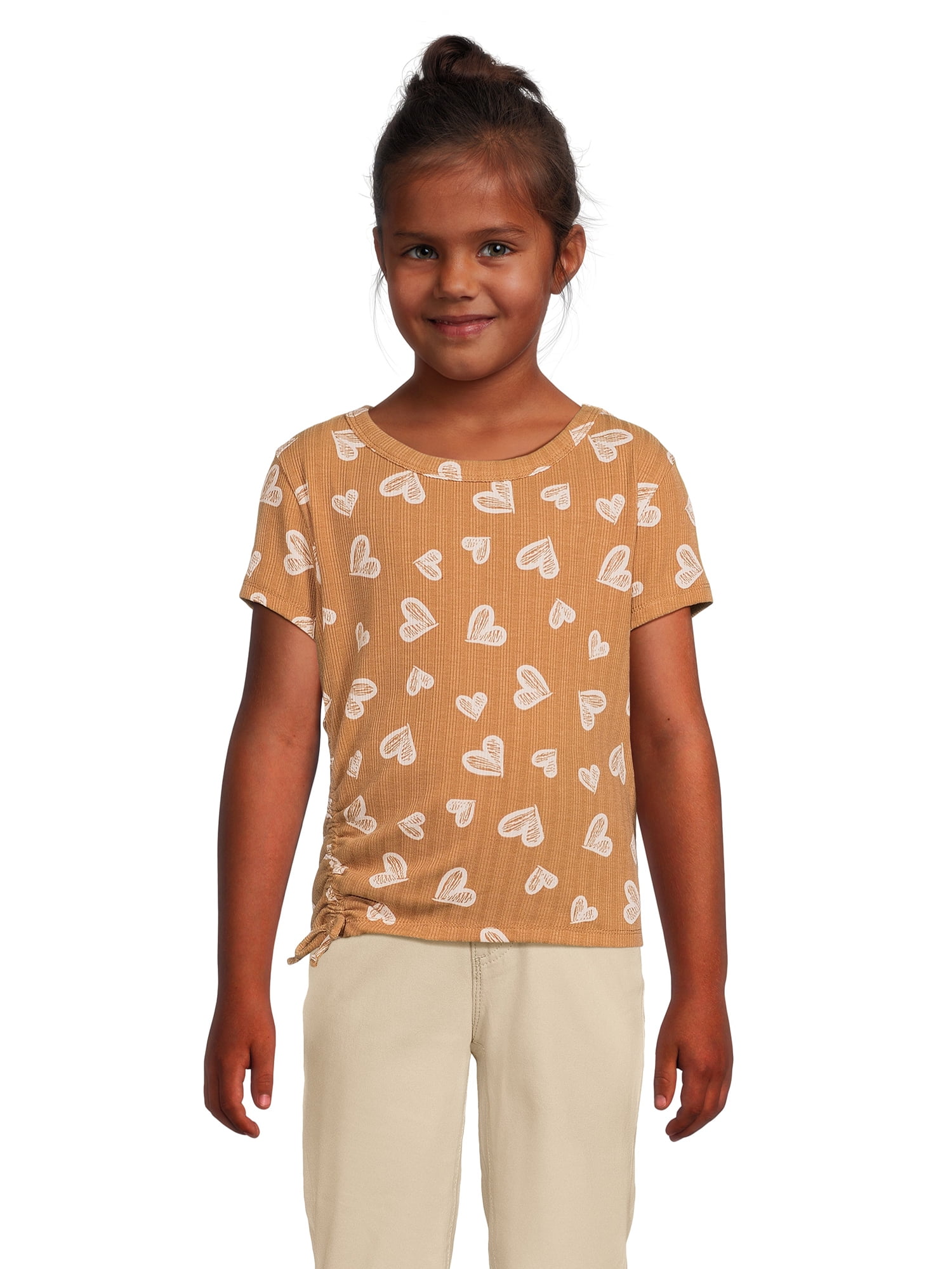 Sugar & Diamonds Girls Short Sleeve Cinch Top - Rib Knit Design ...