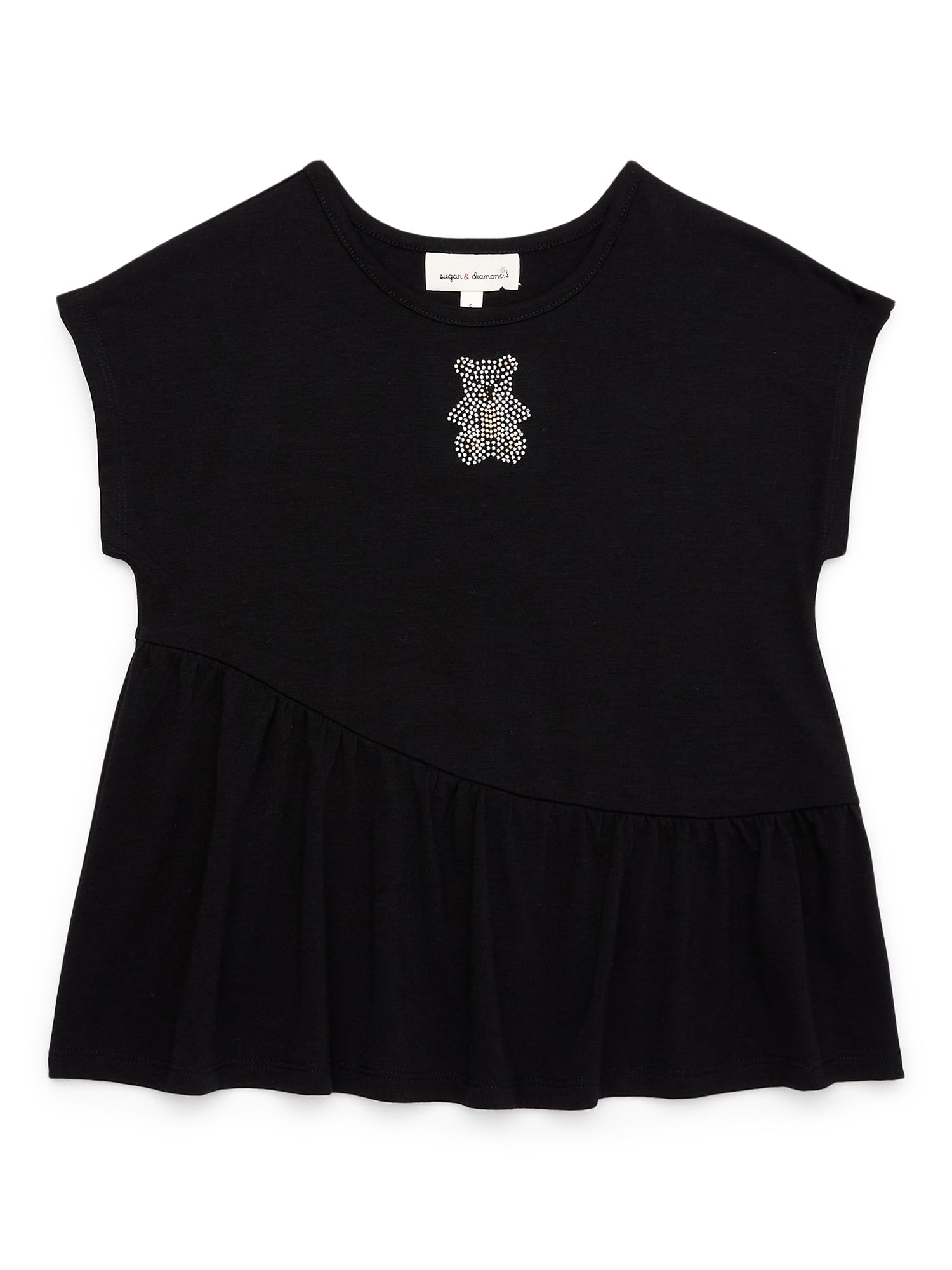 Sugar & Diamonds Girls Sparkle Peplum Top with Asymmetrical Hem, Sizes ...