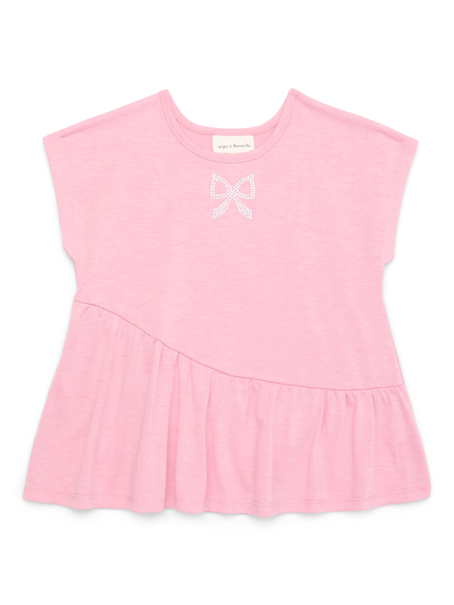 Sugar & Diamonds Girls Sparkle Peplum Top with Asymmetrical Hem, Sizes ...