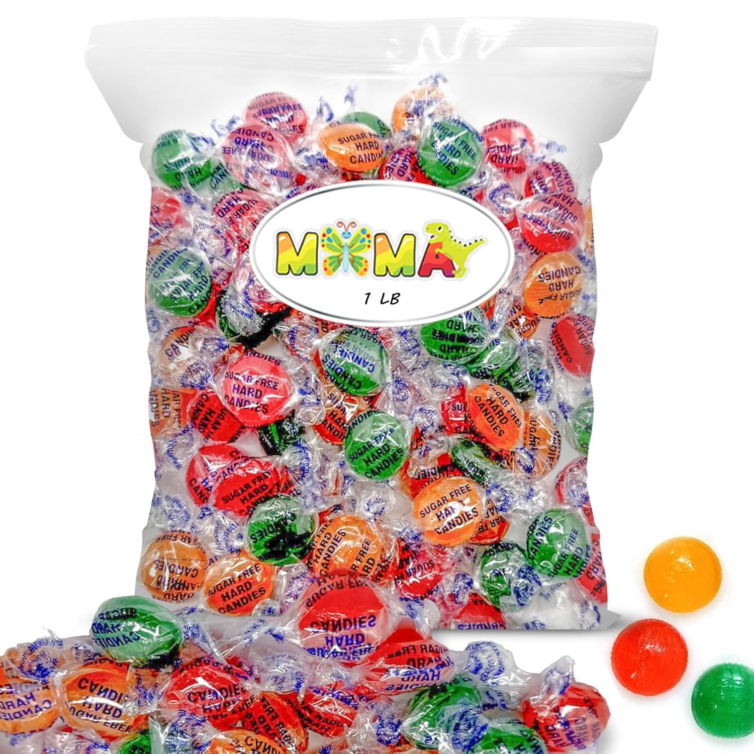 Sugar Free Assorted Fruit Flavors Hard Candy Variety Pack - 1lb Bag of ...