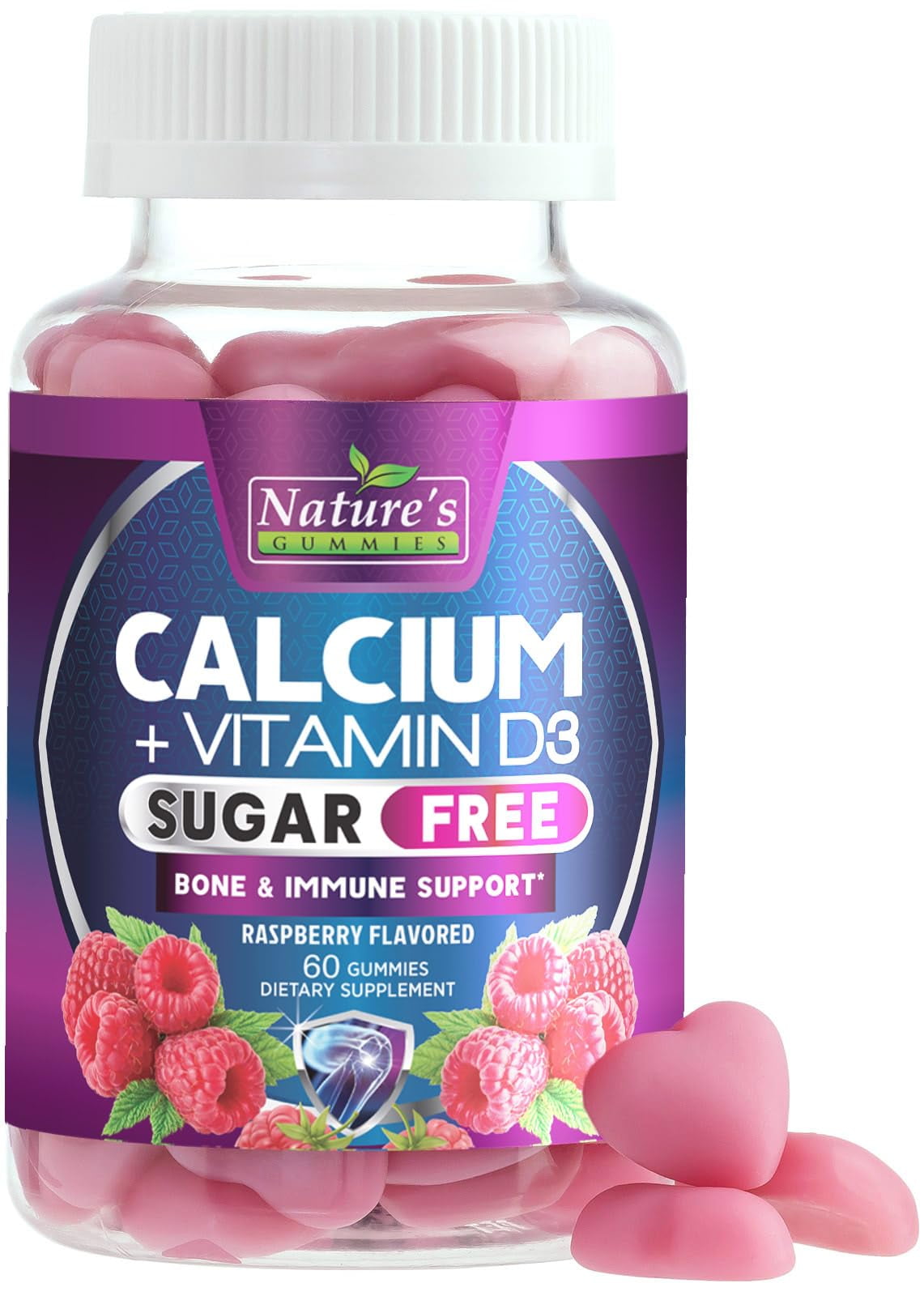 Nature's Gummies, Sugar-Free Calcium Gummies with Vitamin D3, 120 ...
