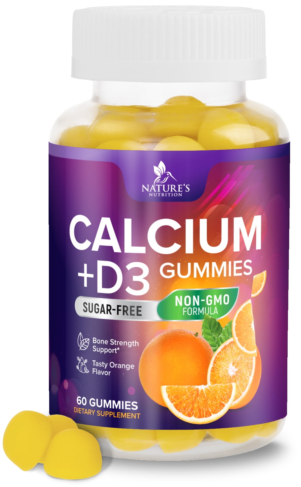 Sugar Free Calcium Gummy Bites Plus 400 IU Vitamin D3, Bone Health ...