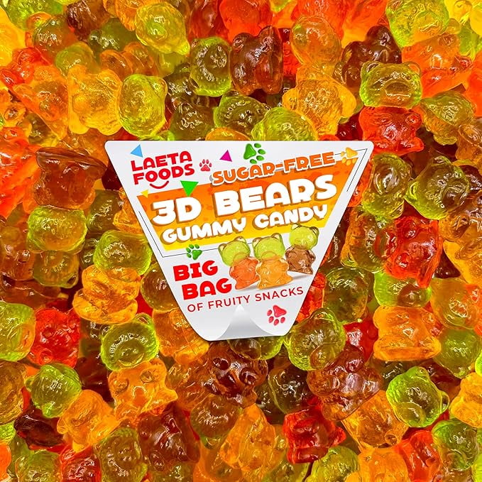 Laeta Food 3D Gummy Bears in Assorted Fruit Flavors, 1 Pound Bag ...