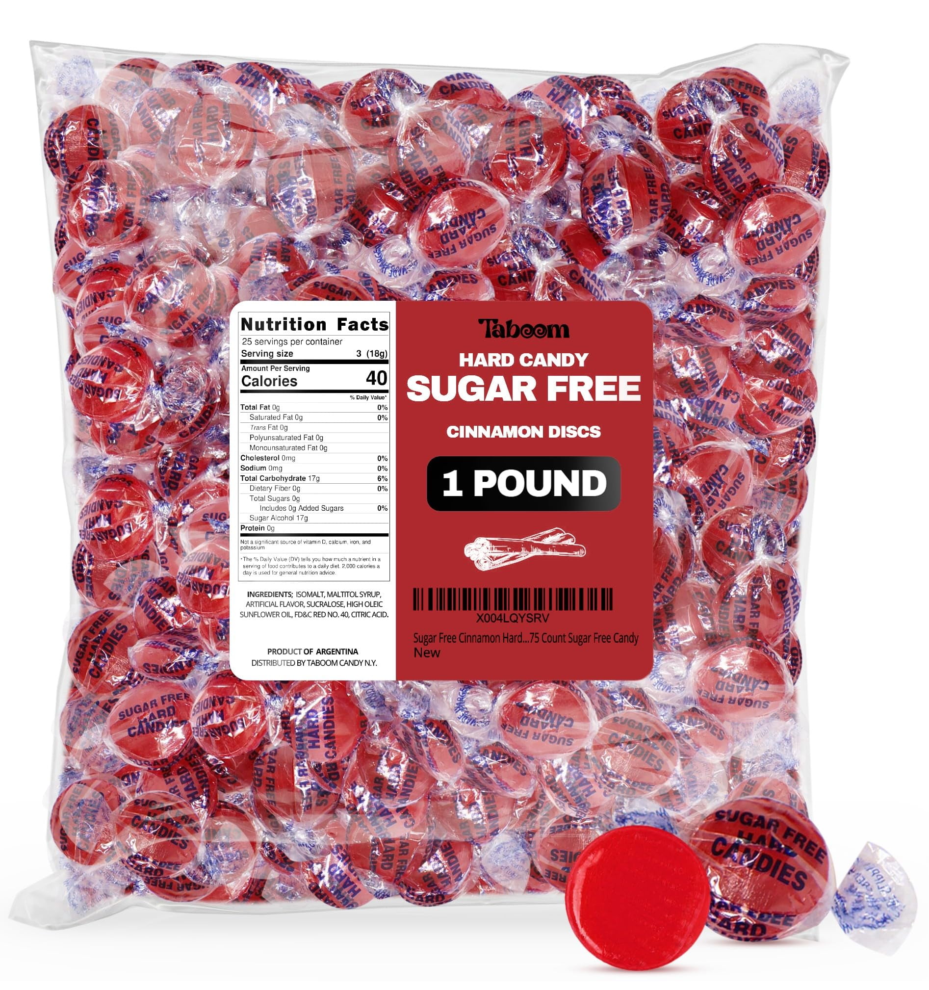 Sugar Free Hot Cinnamon BCF26 Hard Candy Discs 1 Pound Christmas ...