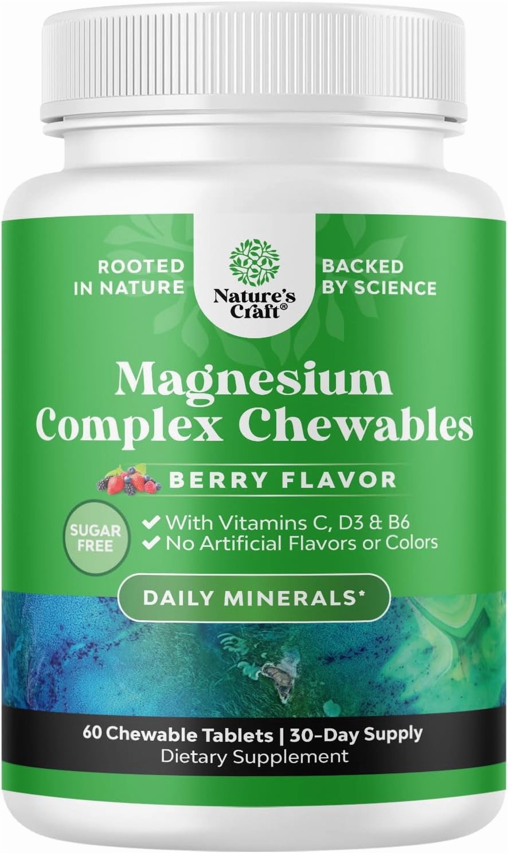 Natures Craft Magnesium Glycinate Chewables with Vitamin D3, B6, & C ...