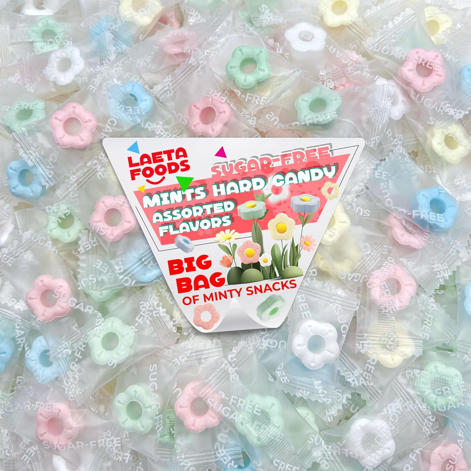 Laeta Food Mints Hard Candy, Assorted Flower-Shaped Breath Fresheners ...