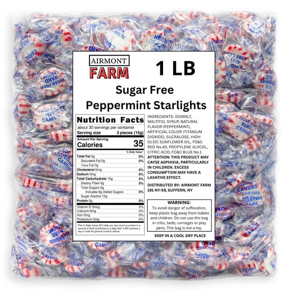 Sugar Free Peppermint Starlights Hard Candy Individually Wrapped Bulk ...