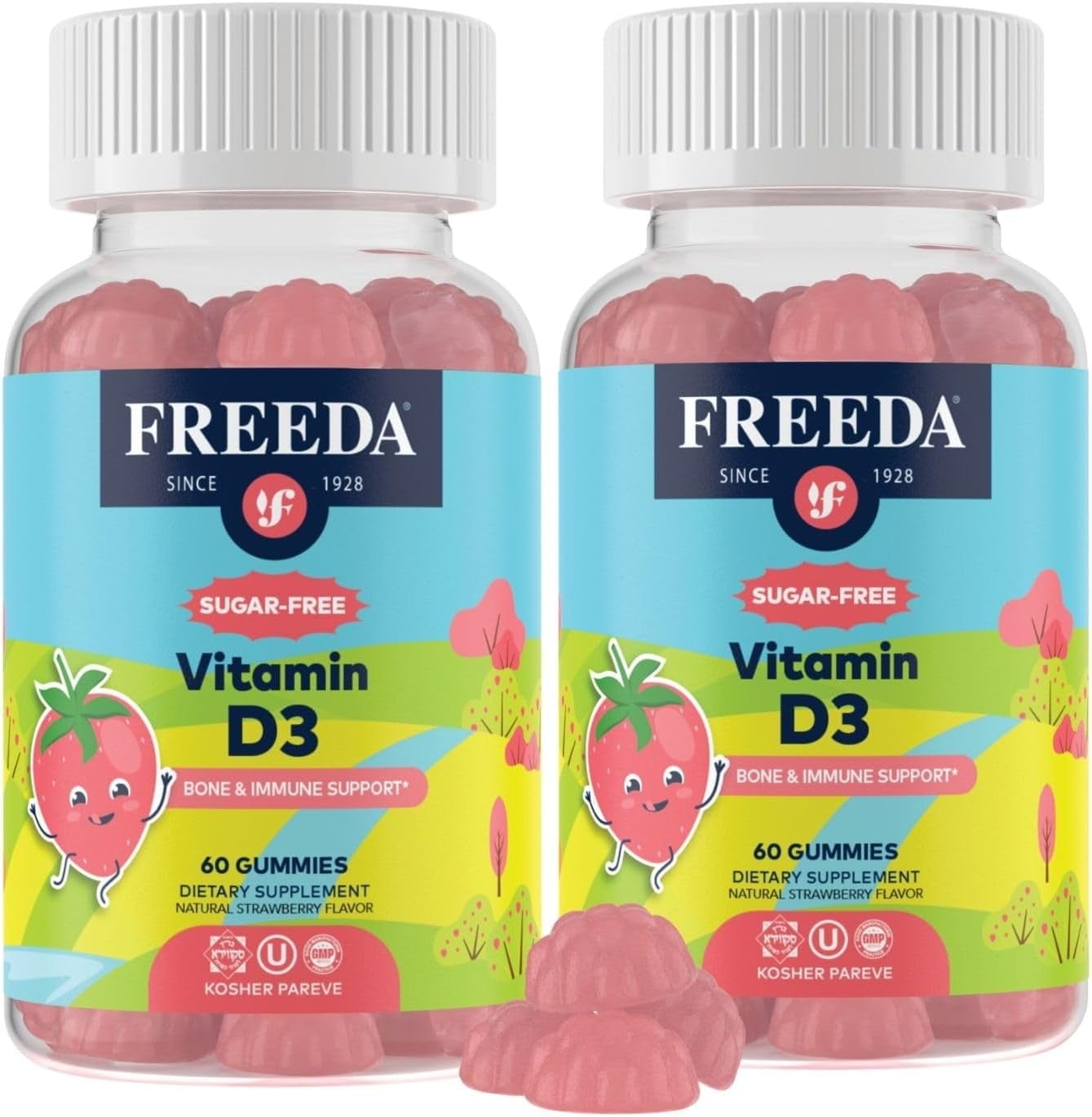 Freeda Vitamin D3 Gummies 1000 IU Sugar Free Vitamin D Supplements for ...