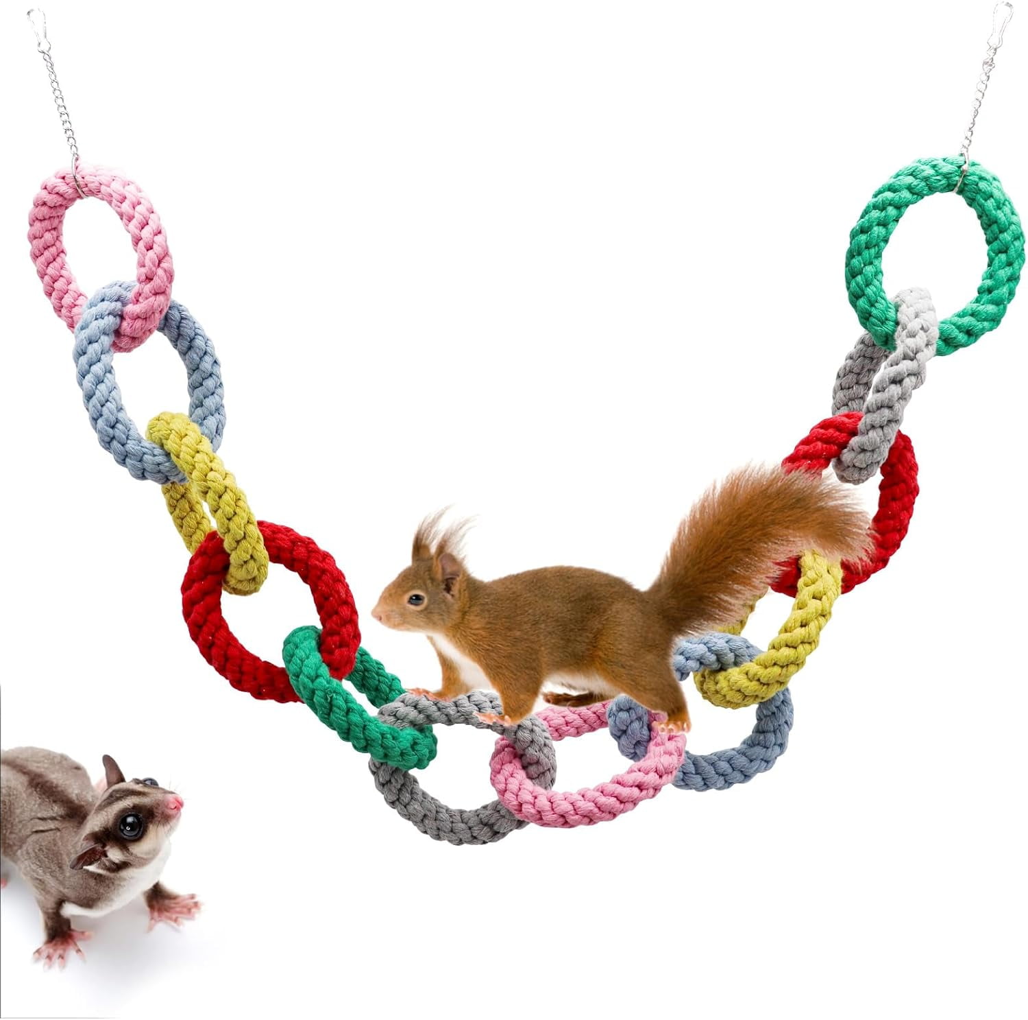 Sugar Glider Toys, Hanging Cotton Rope Ring Climbing Toy for Little Pet ...