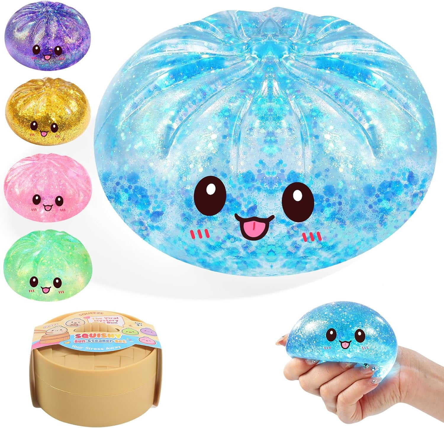 Sugar Glitter Dumpling Squishy, Viral Bao Bun Squishy Dumling Mystery ...