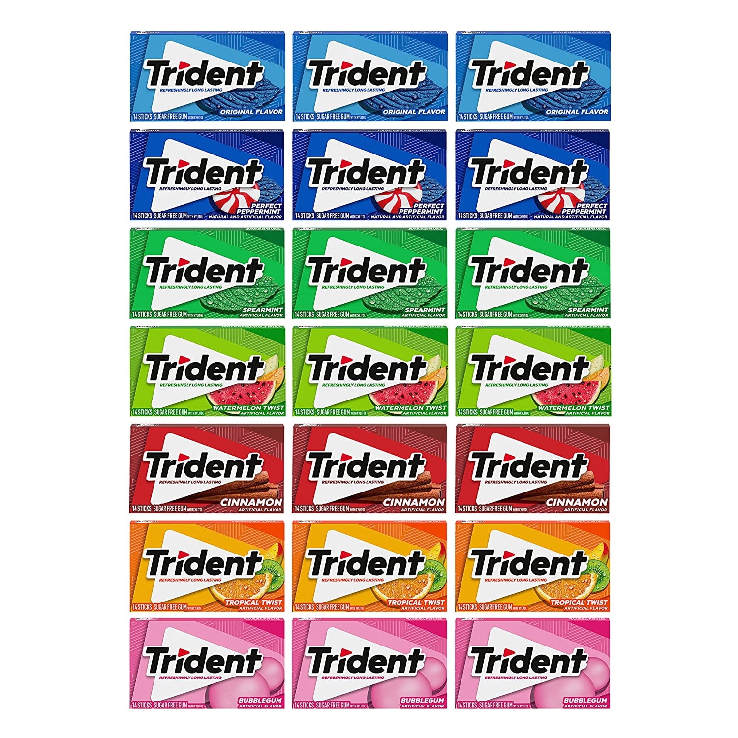 Sugar Gum Variety Pack, 21 Packs of 14 Pieces (294 Total Pieces ...