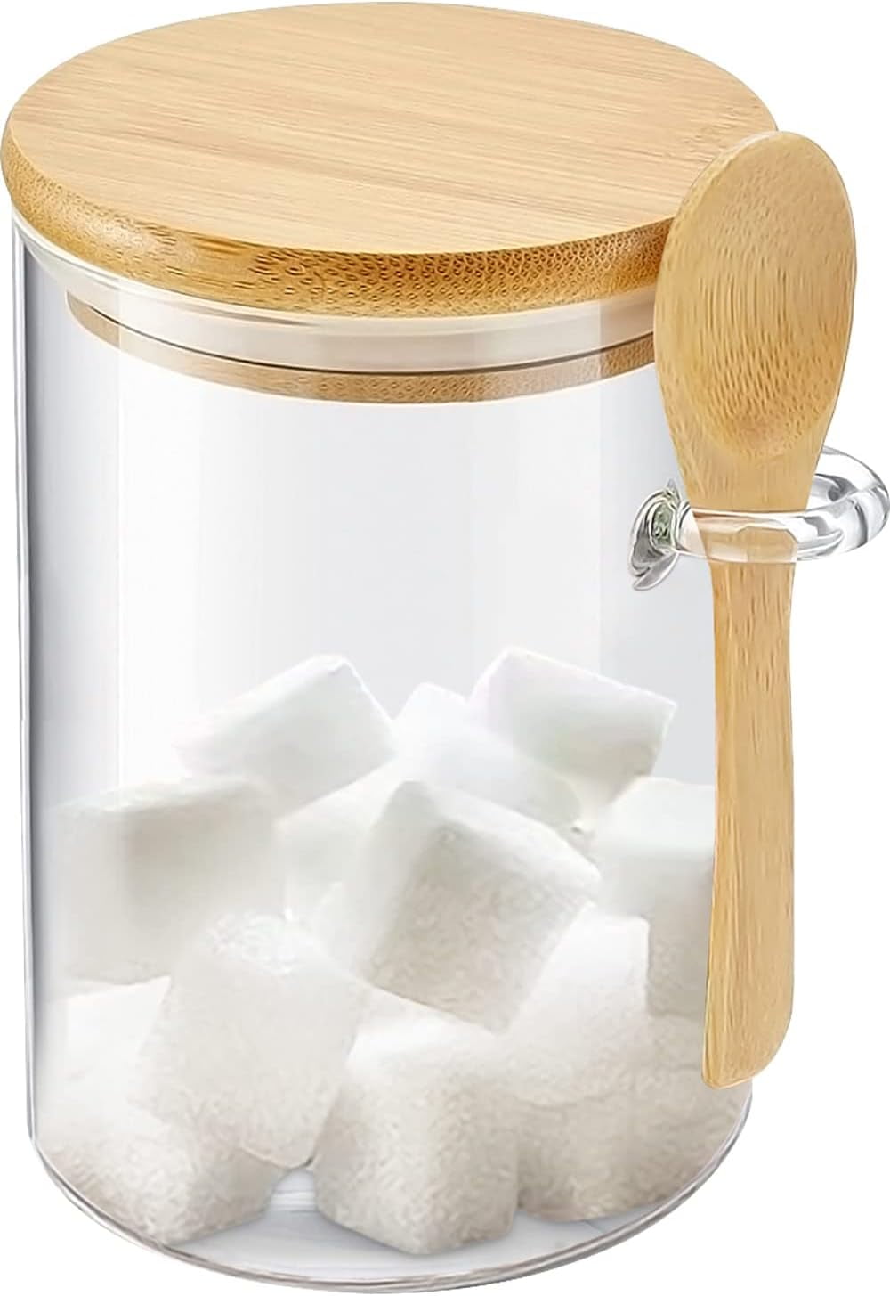Sugar Jar Glass Salt Container,15 Ounces Clear Airtight Caning with ...