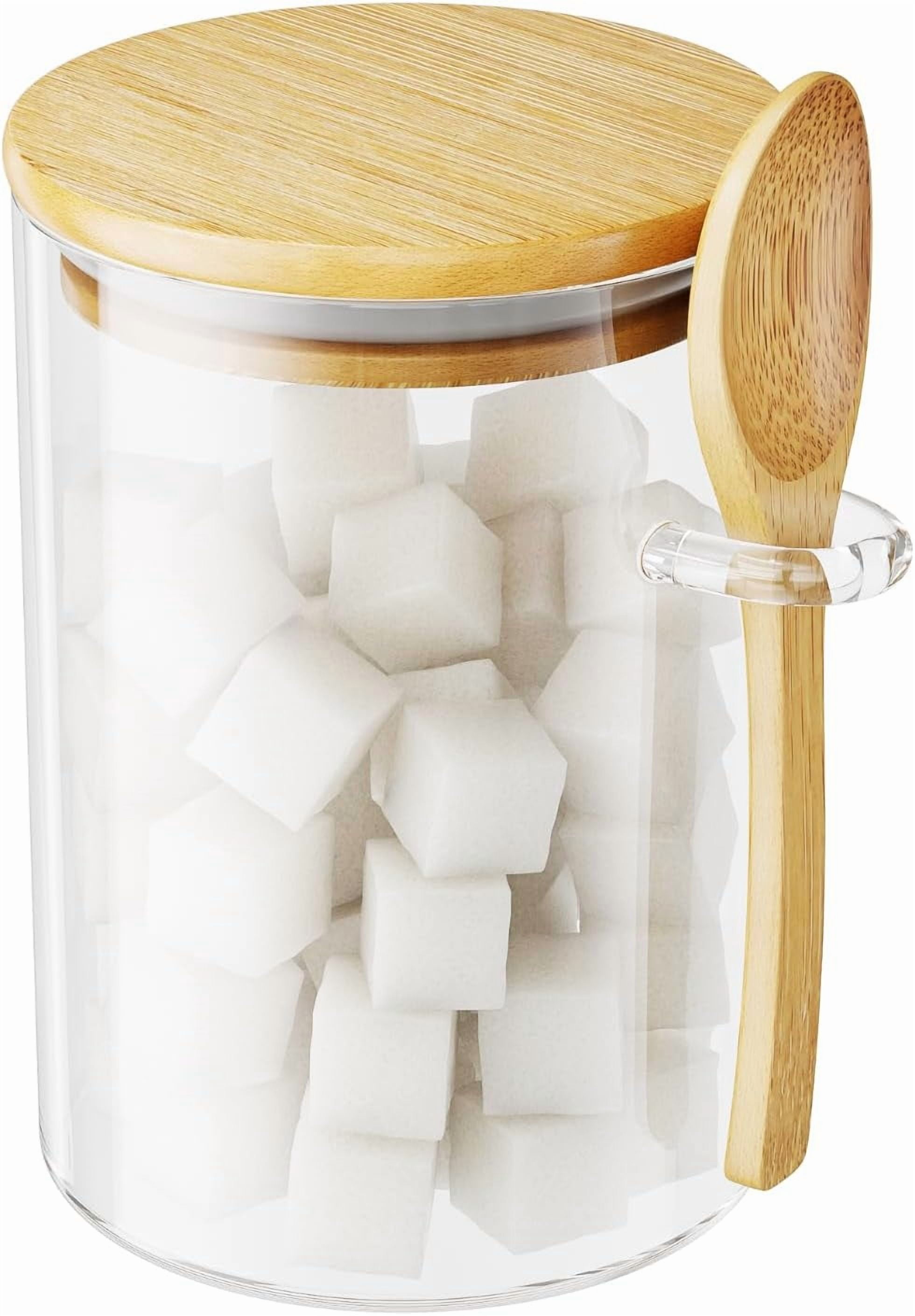 Sugar Jar Glass Salt Container,15 Ounces Clear Airtight Caning with ...